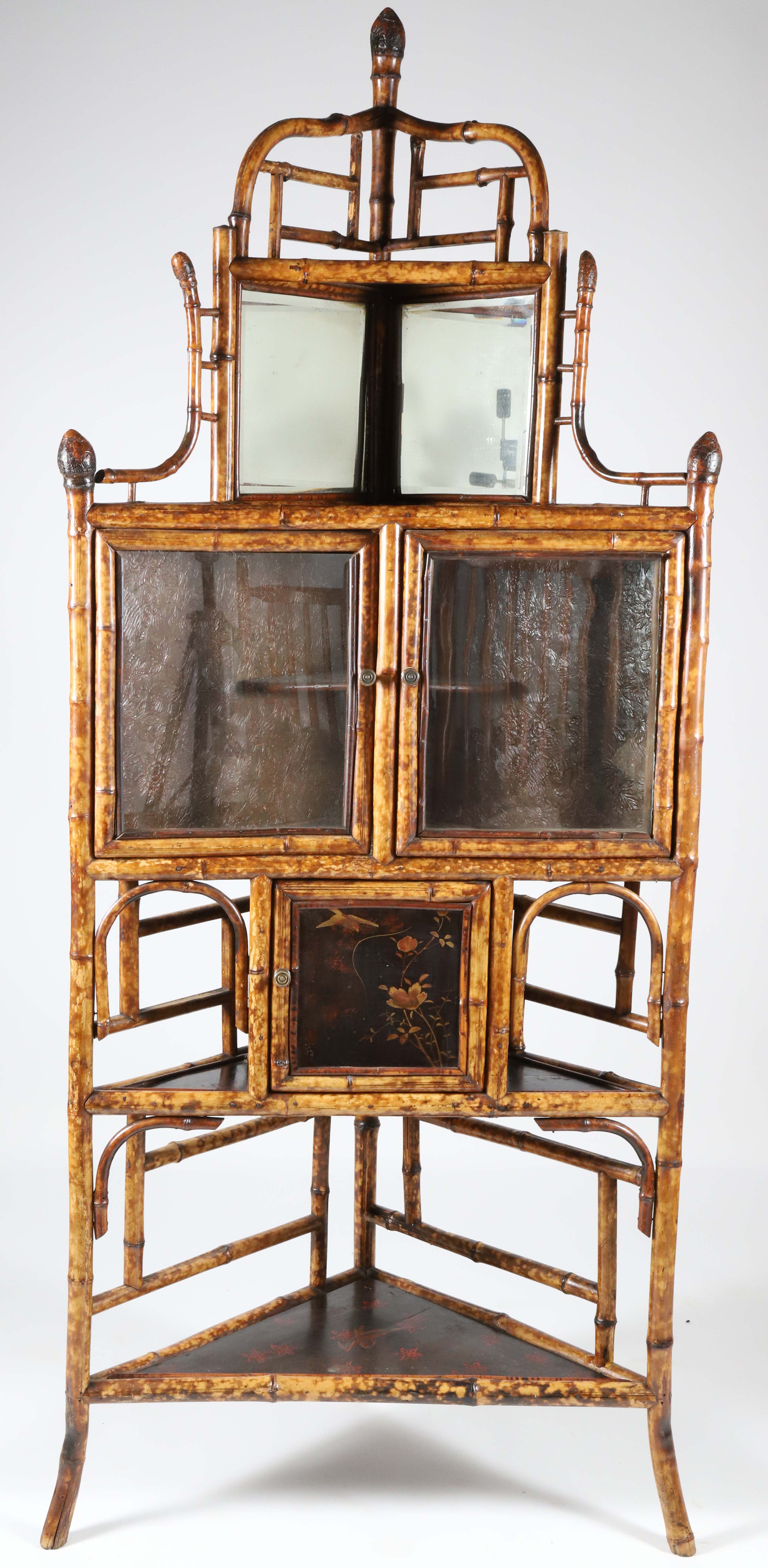Edwardian "Tortoise" Bamboo Lacquered Corner Display Cabinet Circa 1890 ...