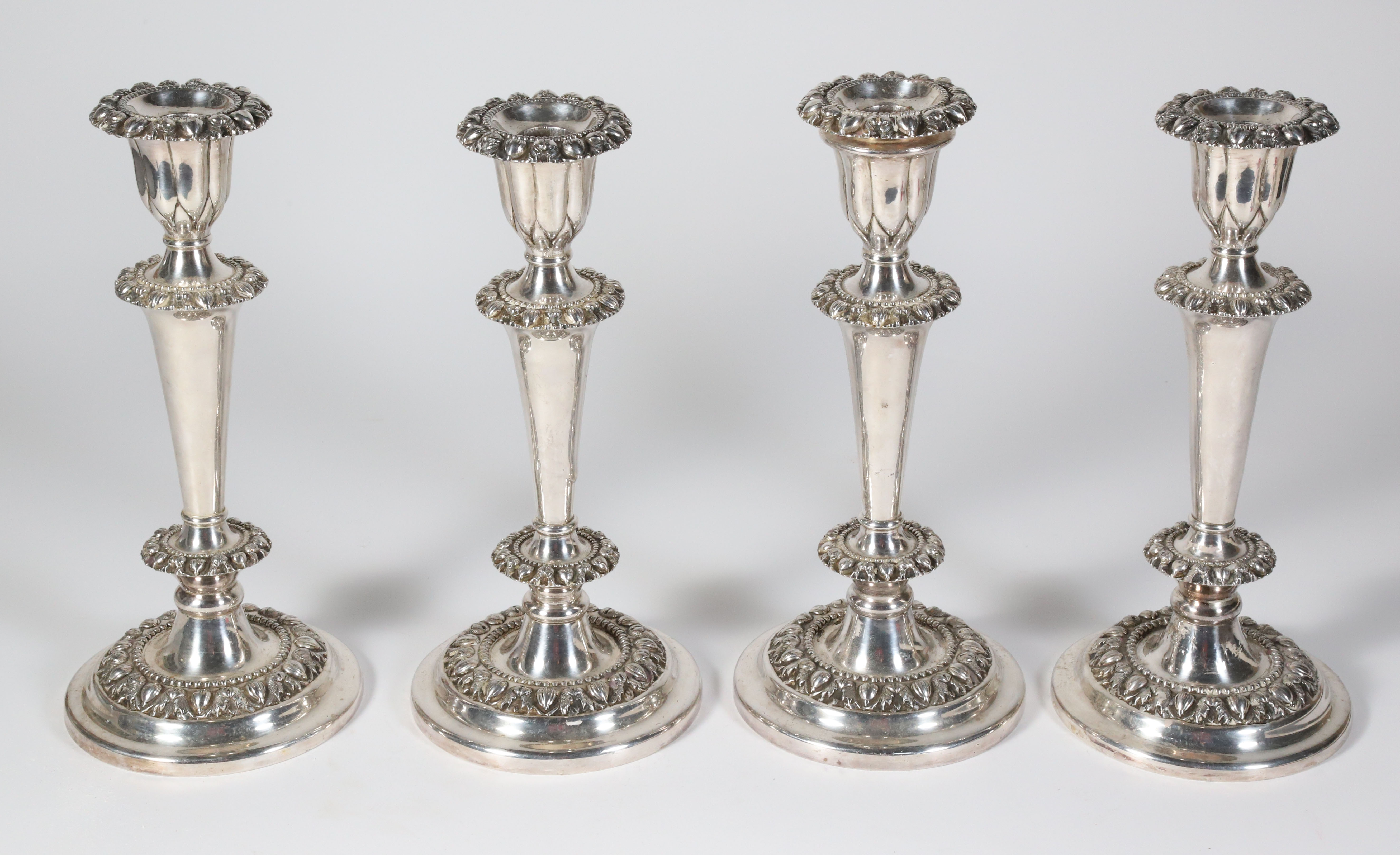 Set of Four American Silver Plated Candlesticks 2nd Half of the 19th ...