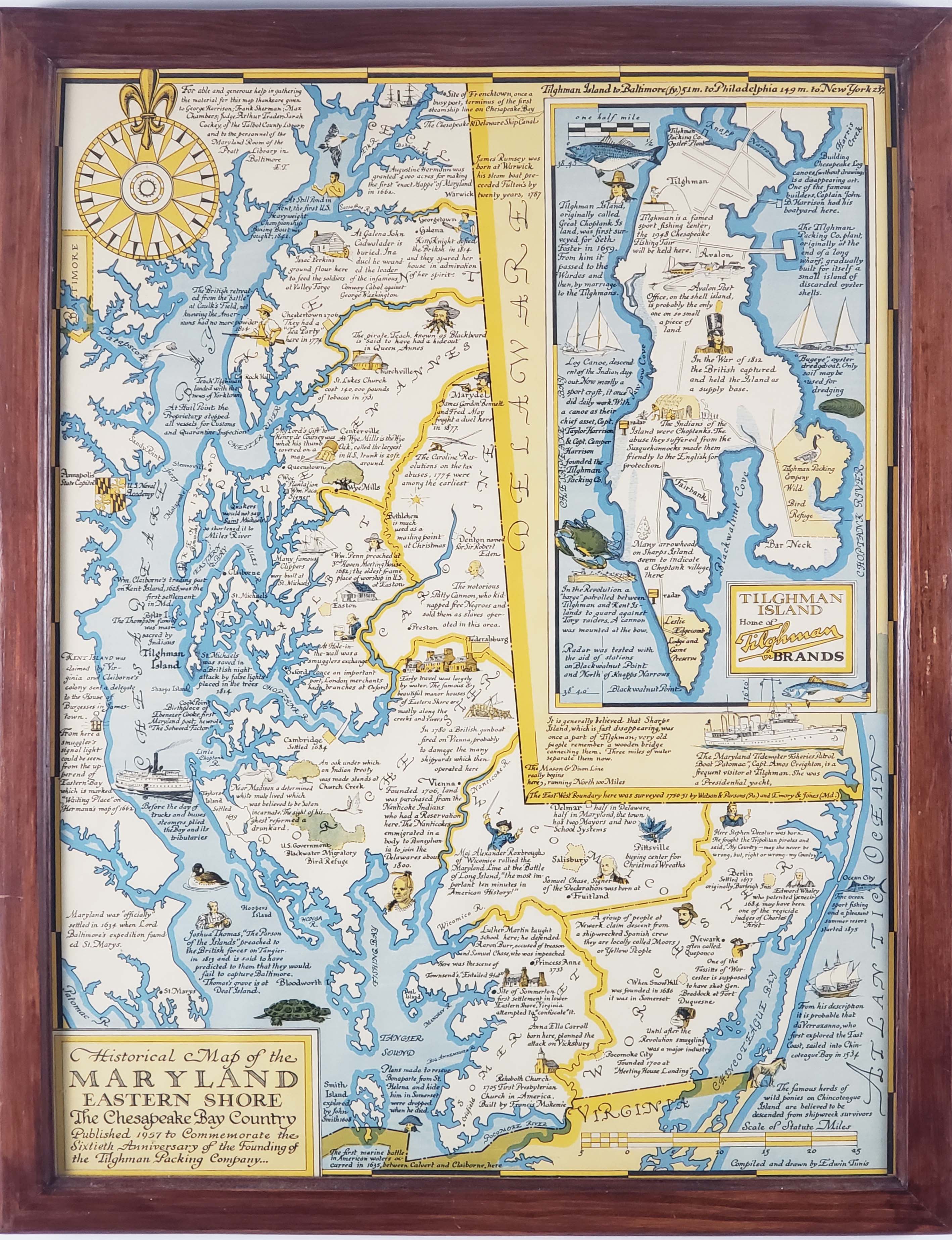 Vintage Tilghman Packing Co. "Historical Map of the Maryland Eastern ...