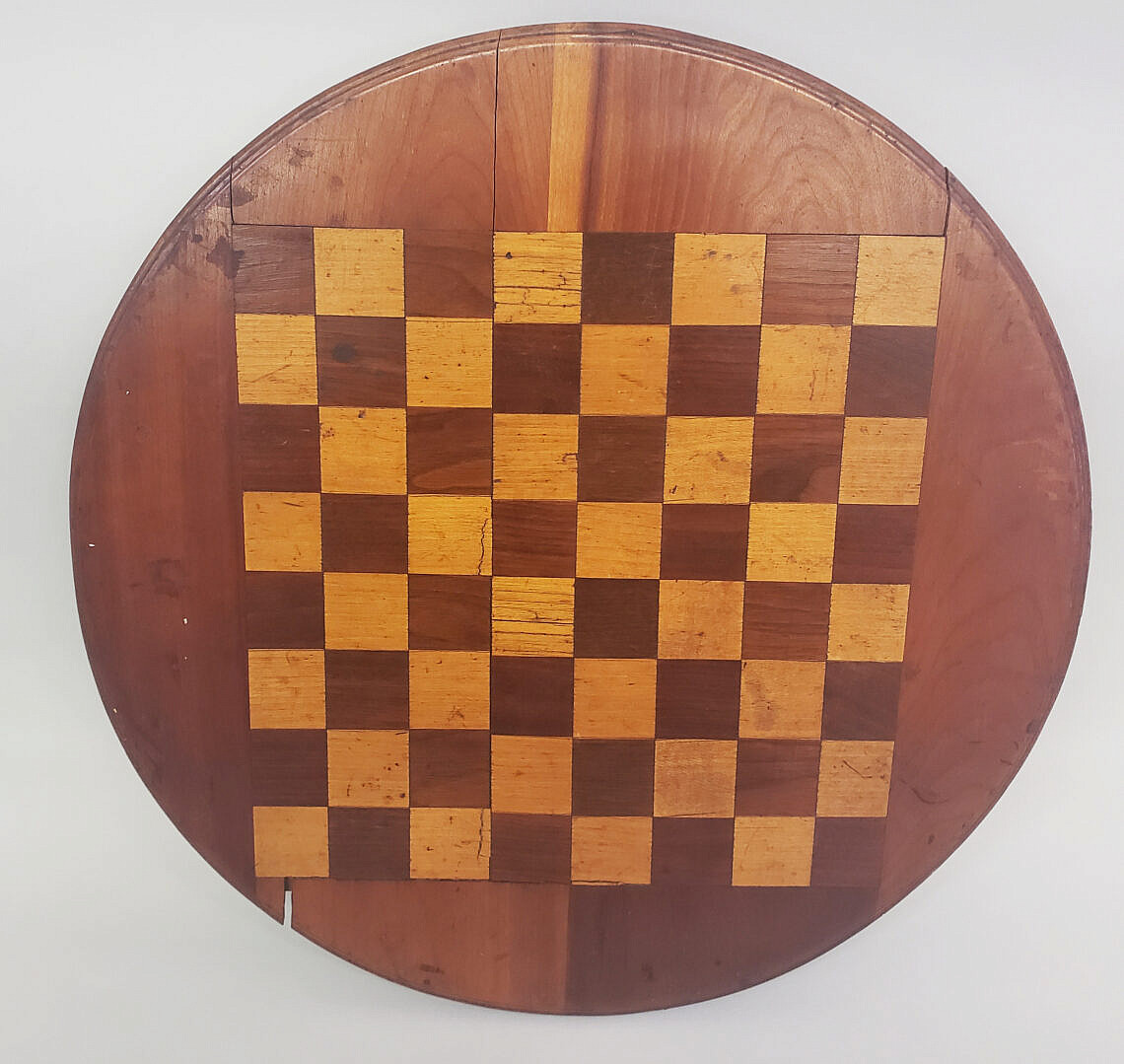 Antique Inlaid Circular Game Board - Antique Multi-Wood Inlaid Circular ...