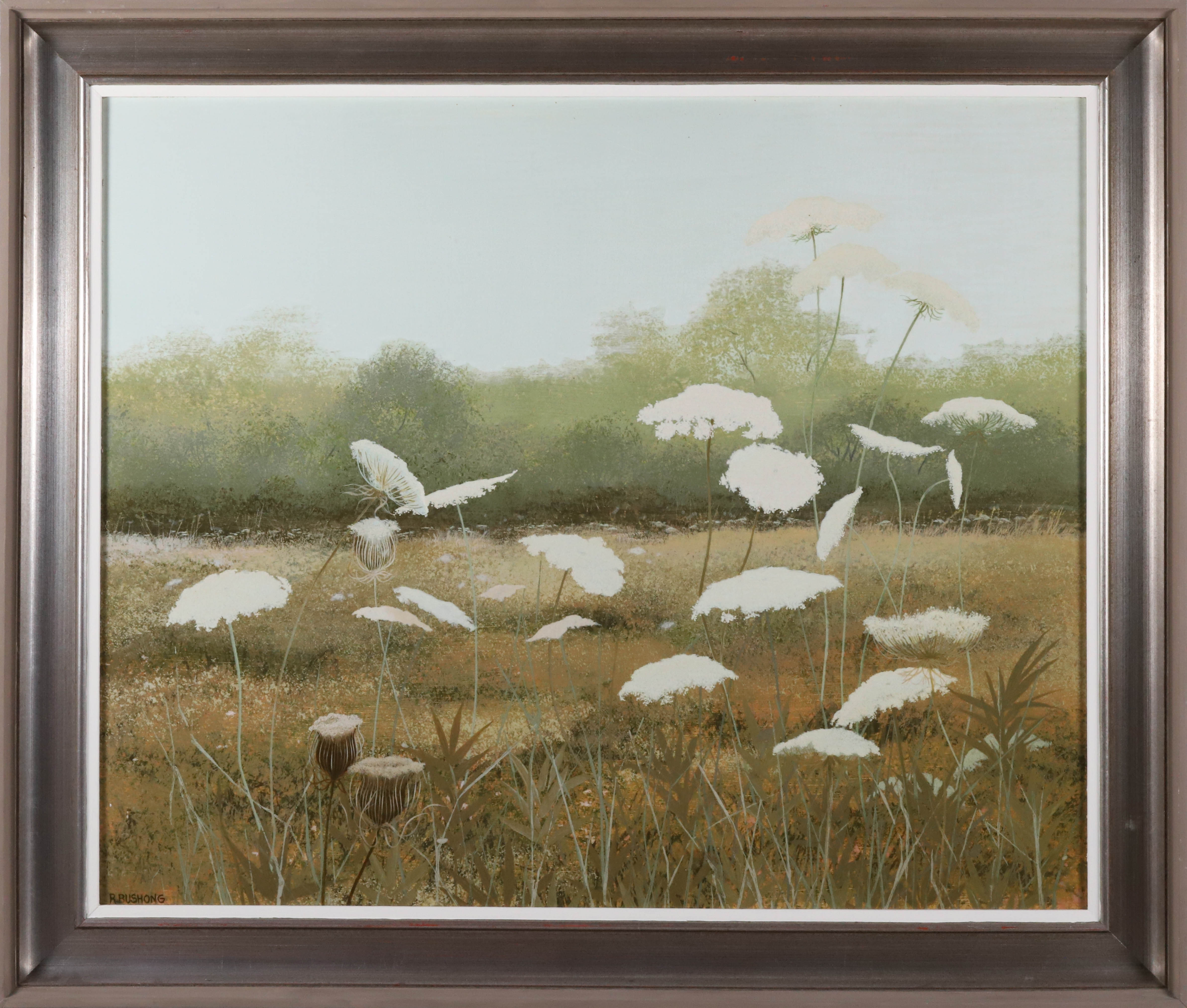 Robert Bushong Acrylic on Board "Queen Anne's Lace in the Moors" Circa ...