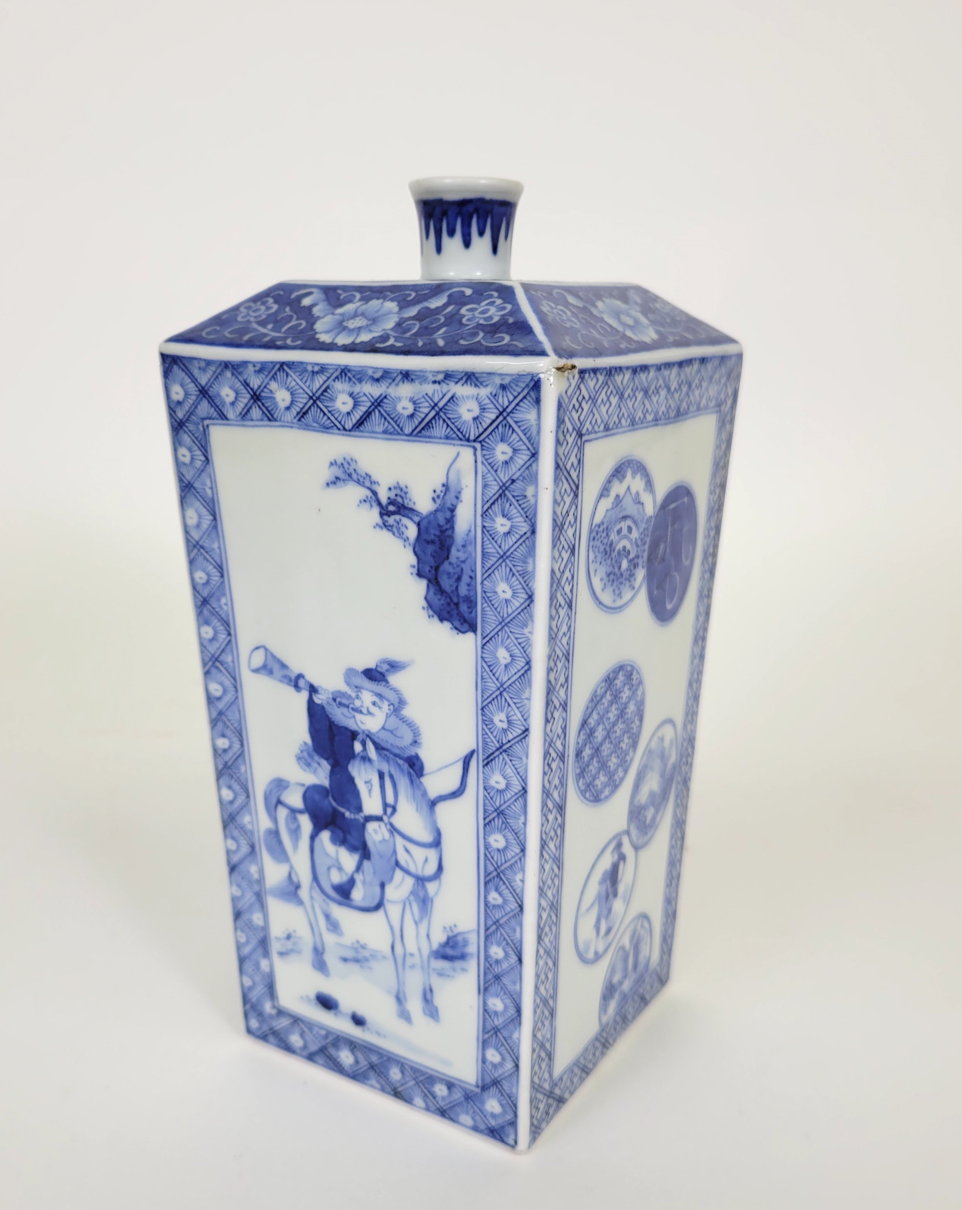 Antique 19th C. Chinese Blue & White Porcelain Horseman Decorated ...