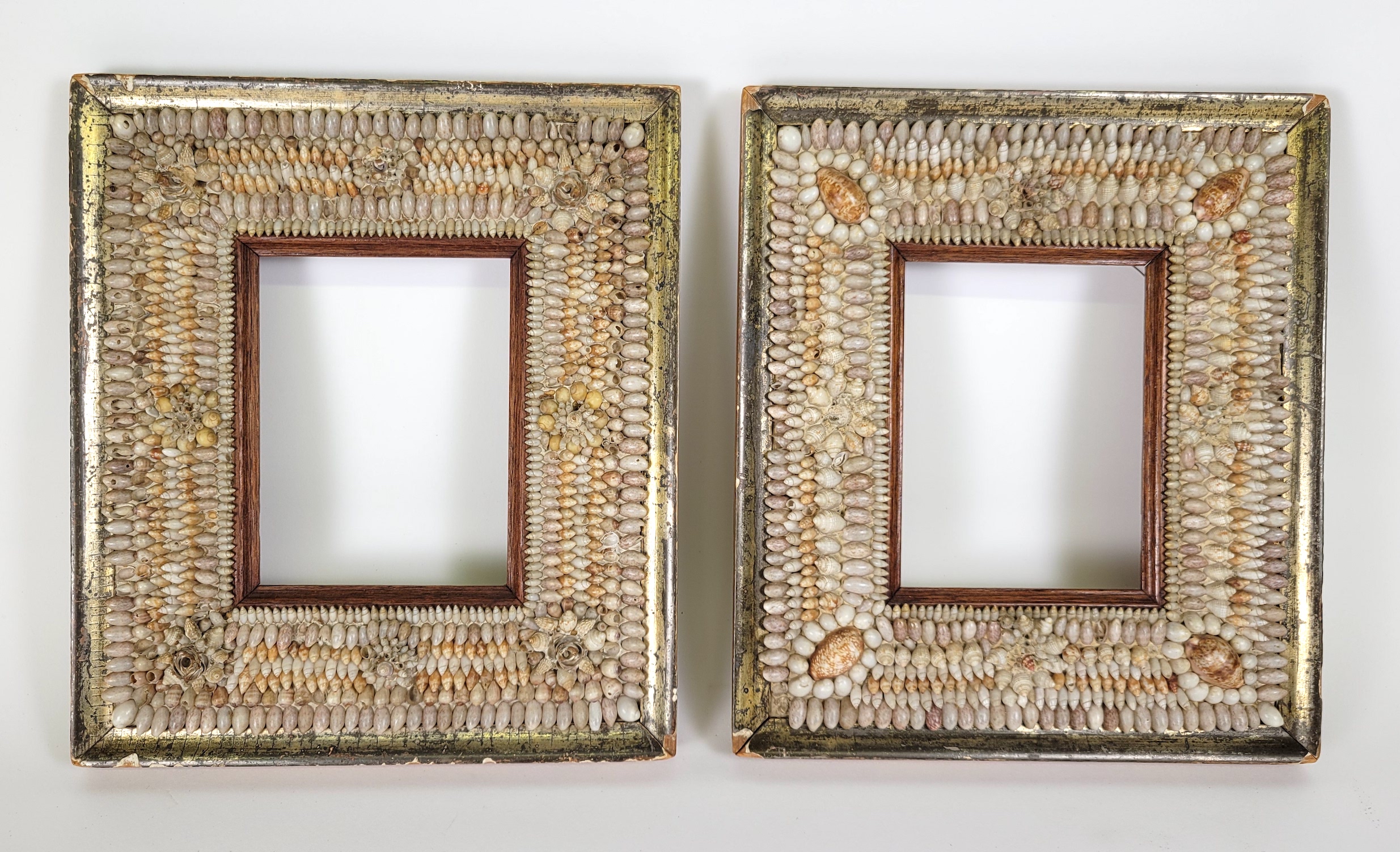 Pair of 19th Century Sailor Made Shell Encrusted Frames - Pair of 19th ...