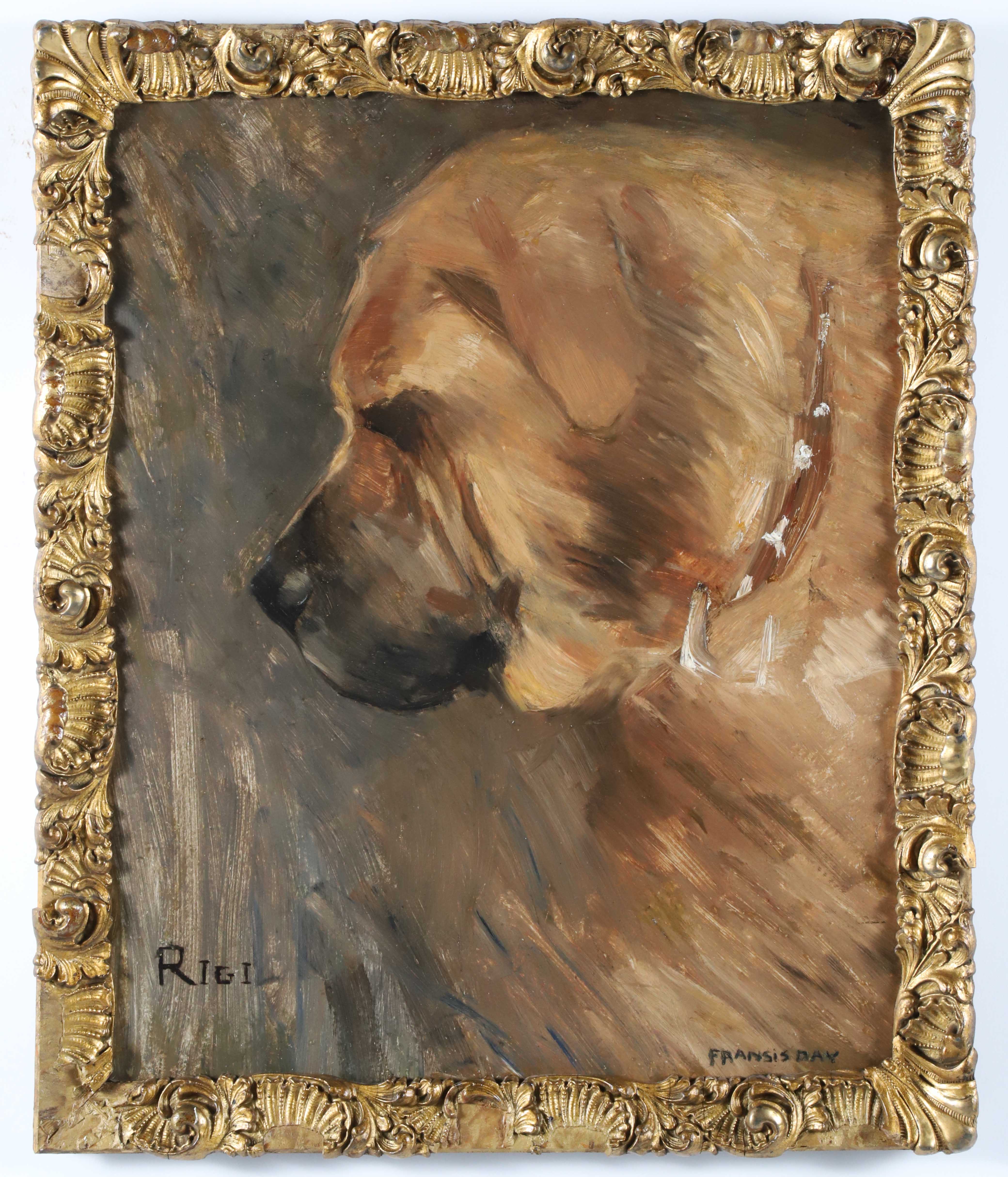 Francis Day Portrait of "Rigi" the Newfoundland Dog Oil on Artist Board ...