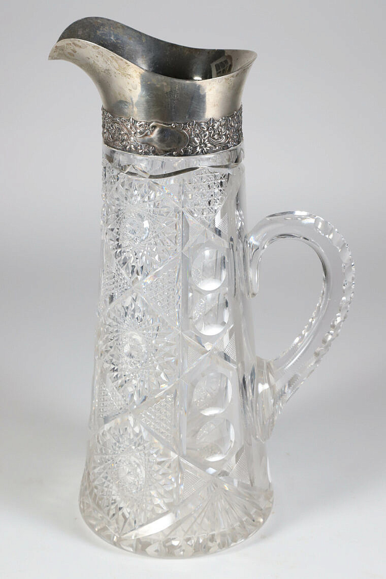 Sterling Silver and Cut Crystal Water Pitcher - Sterling Silver and Cut ...