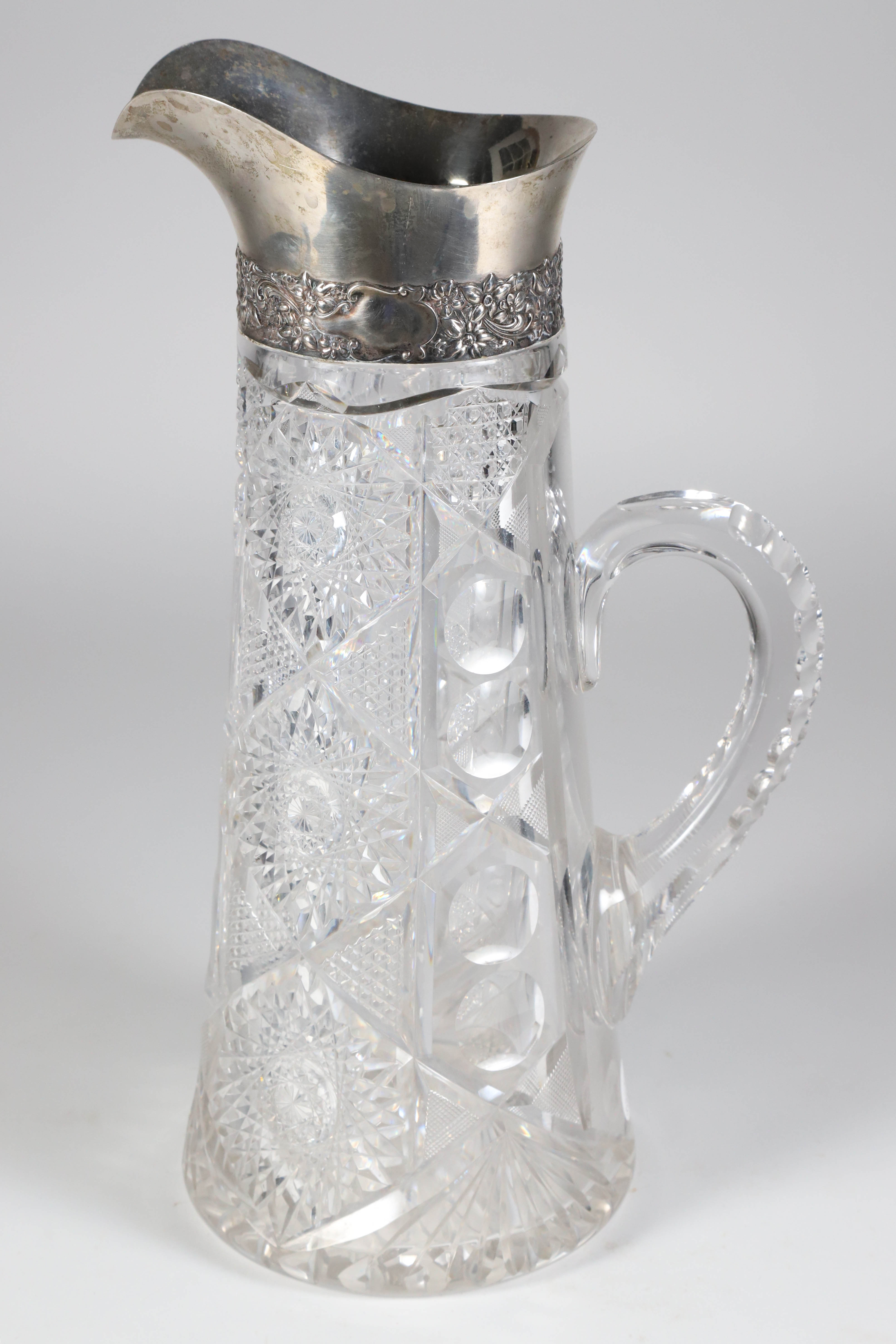 Sterling Silver and Cut Crystal Water Pitcher - Sterling Silver and Cut ...