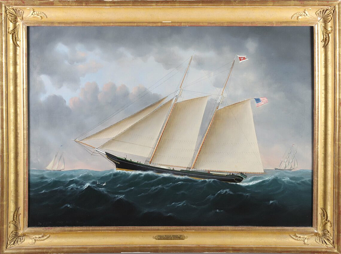 William Gay Yorke Oil on Canvas "Schooner Hannah Coomer" of Plymouth ...