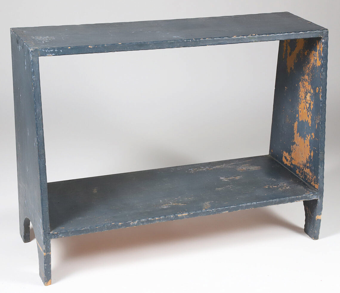 American Country Bucket Bench in Old Blue Paint 19th Century - American ...