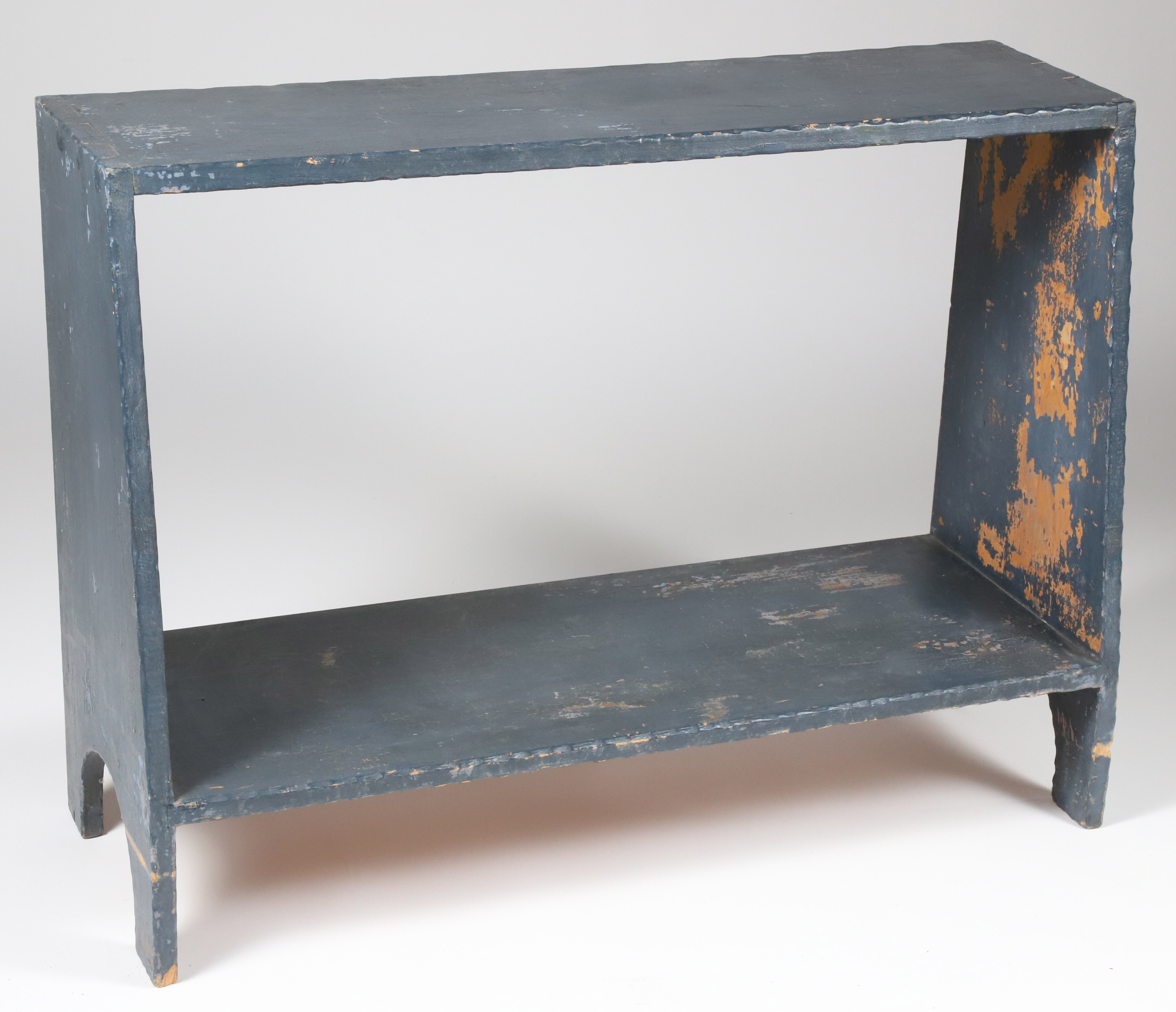 American Country Bucket Bench in Old Blue Paint 19th Century - American ...