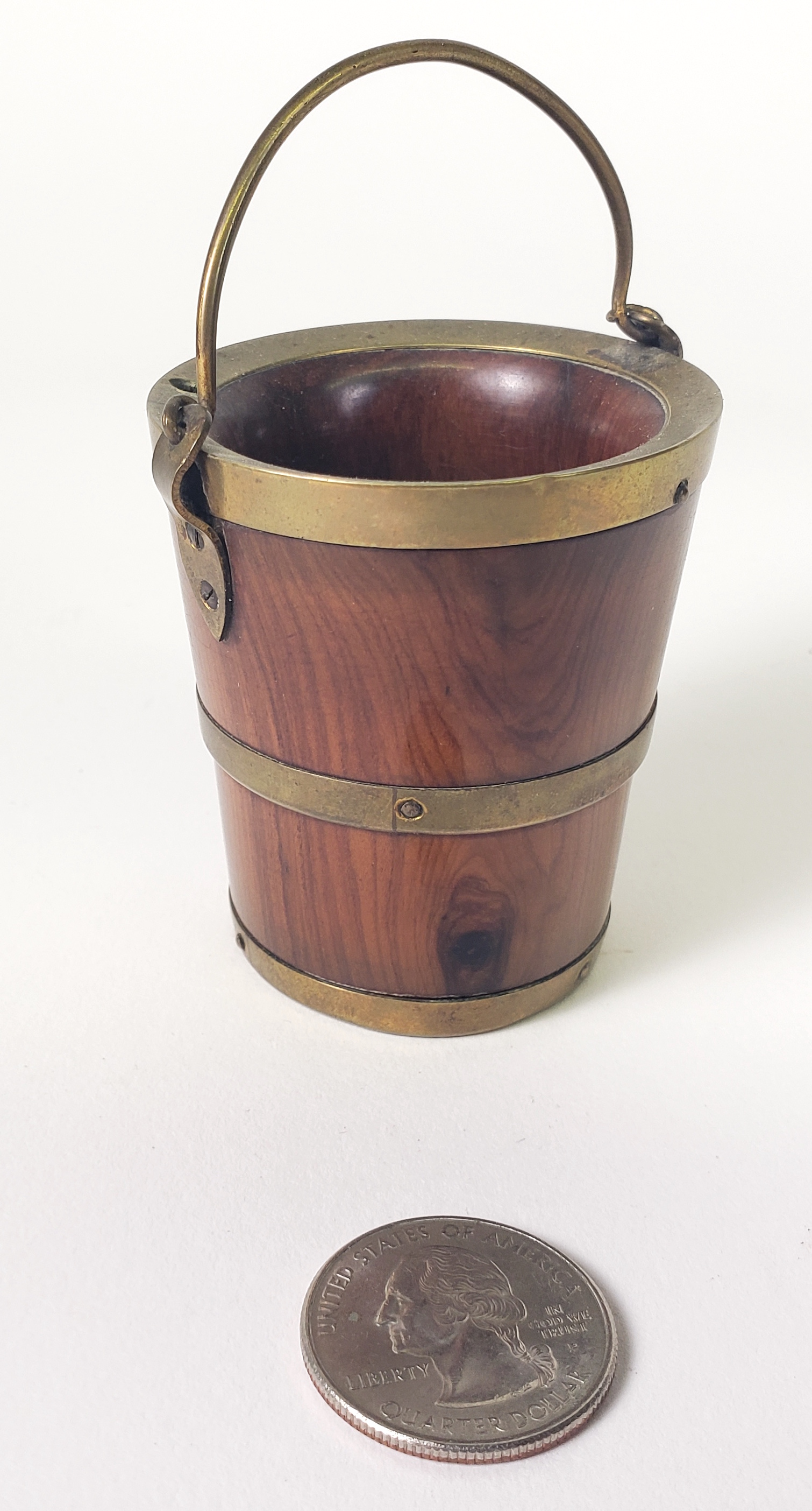 Antique Miniature Brass Bound Bucket - Antique English Brass Bound ...