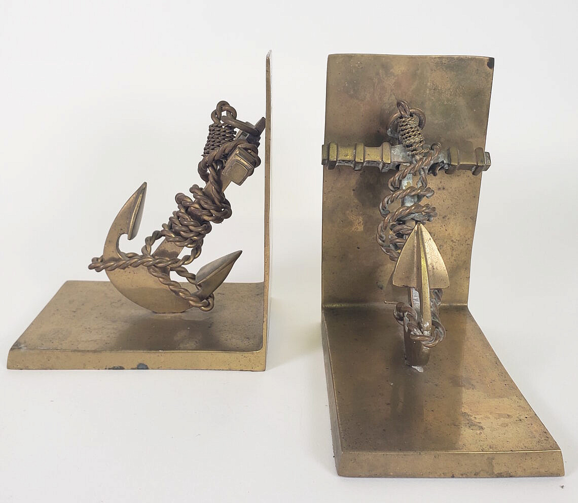 Vintage Brass Anchor Bookends - Pair of Vintage Brass Ships Anchor and ...