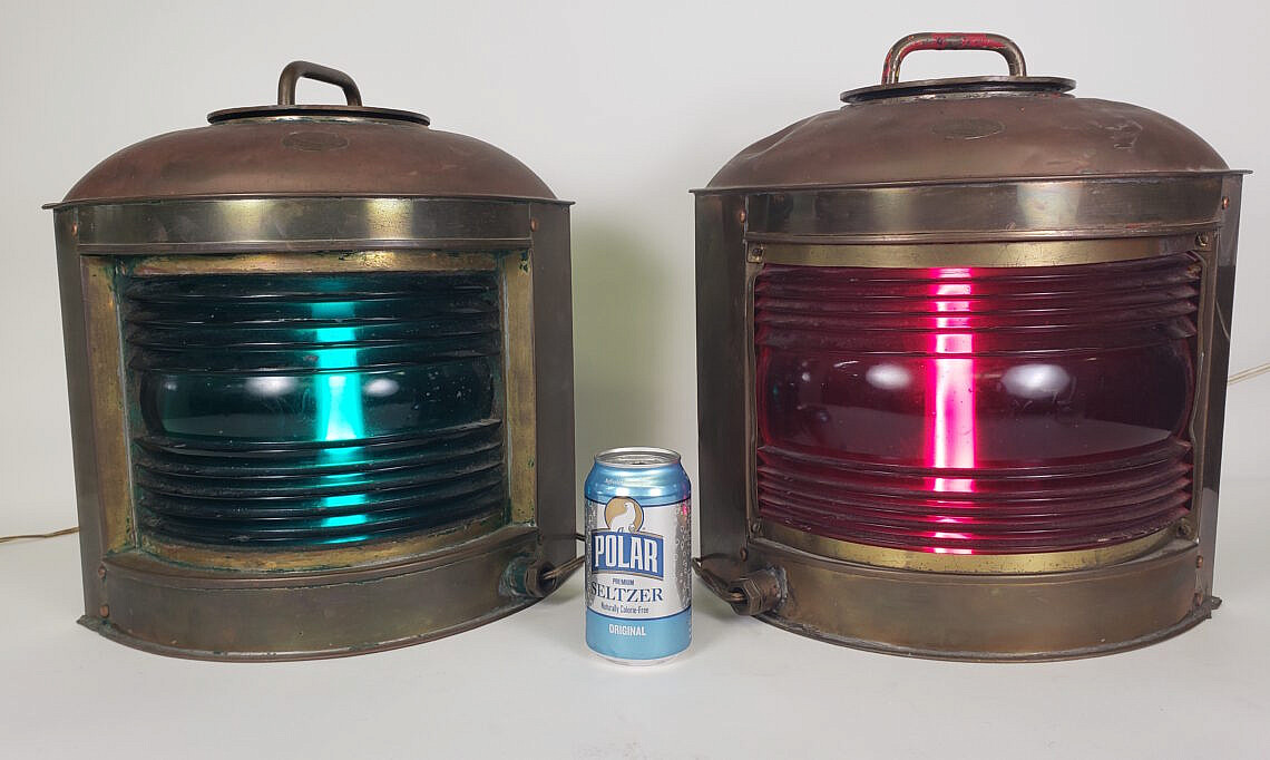 Perkins Port Starboard Ship Lights - Pair of Giant Antique Perkins ...