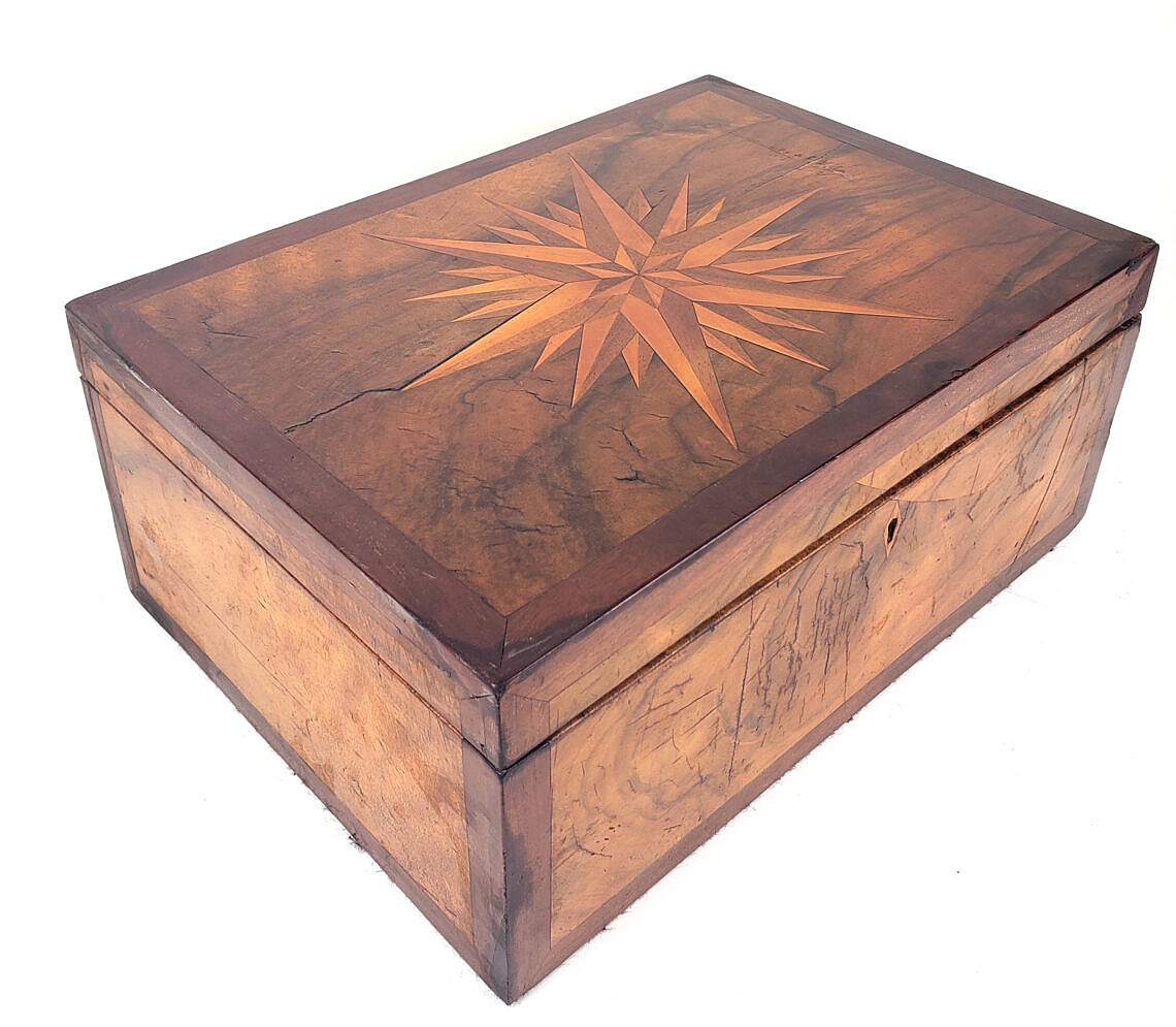 Antique Sailor Made Star Inlaid Box - Antique Sailor Made Compass Rose ...