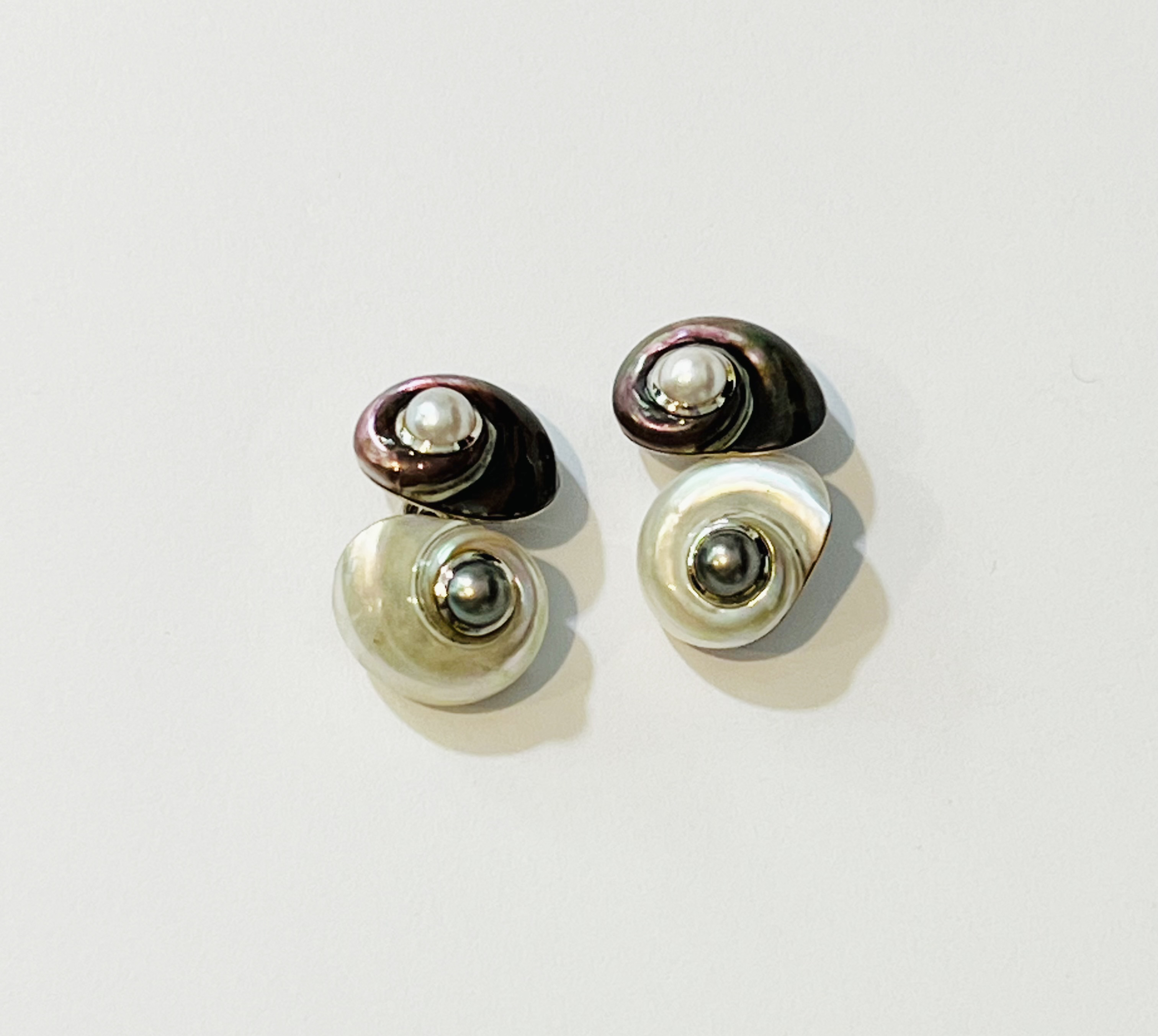 Pair of Seaman Schepps - Trianon Shell and Pearl 18k White Gold ...