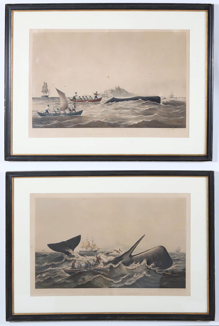 Pair of Benjamin Russell Whaling Lithographs circa 1859 and 1862 - Pair ...
