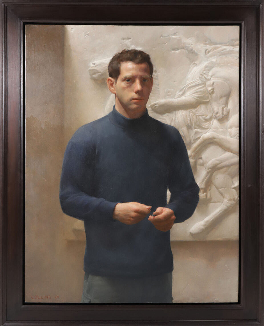 Jacob Collins Oil on Canvas "Self Portrait with Parthenon Friez ...