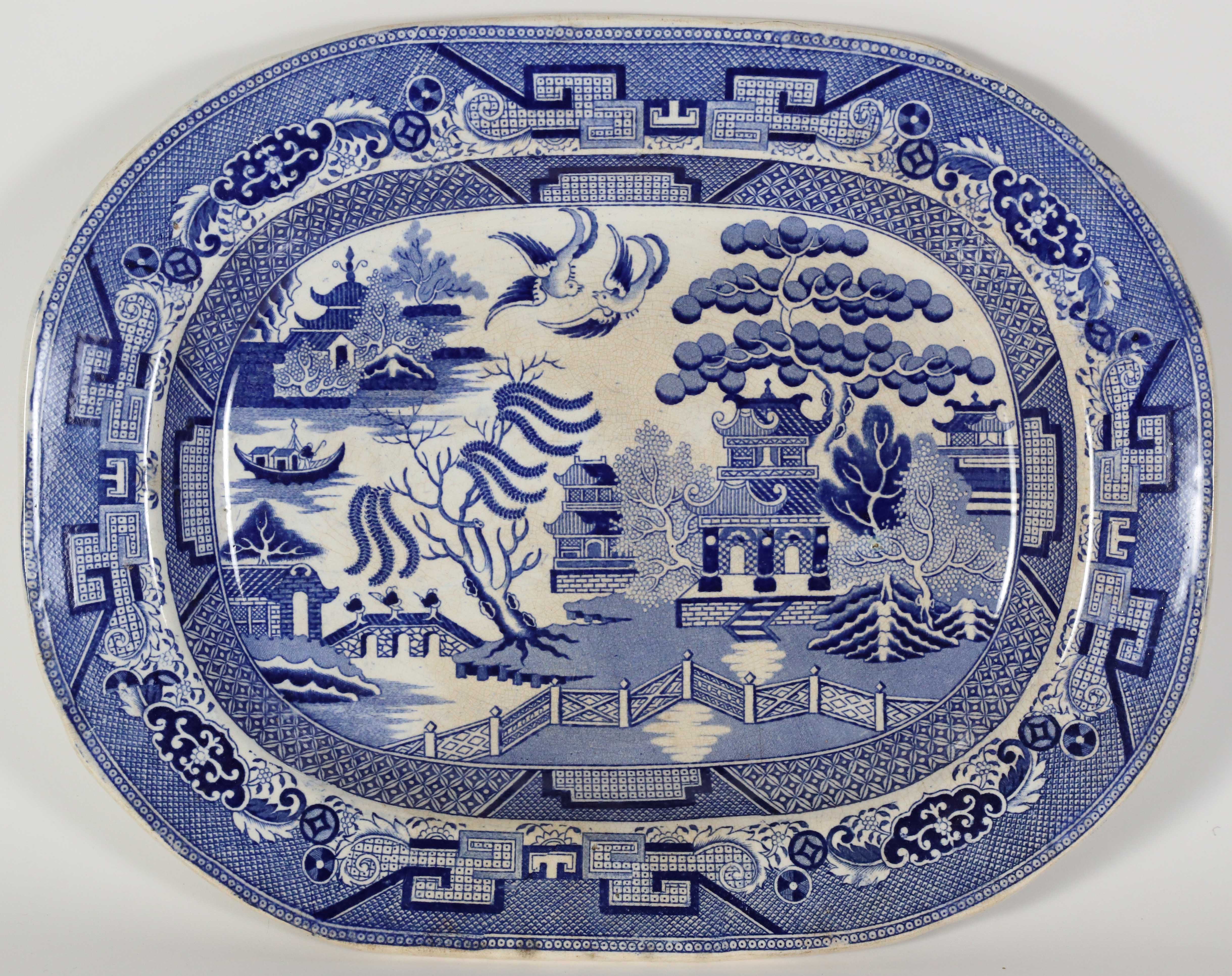Antique Willow-Ware Platter 19th Century - Antique Willow-Ware Platter ...