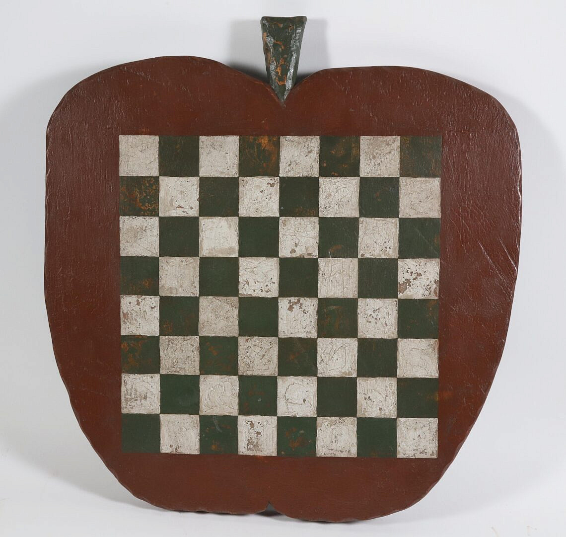 Folk Art Apple Shaped Gameboard - Vintage Folk Art Apple Shaped ...