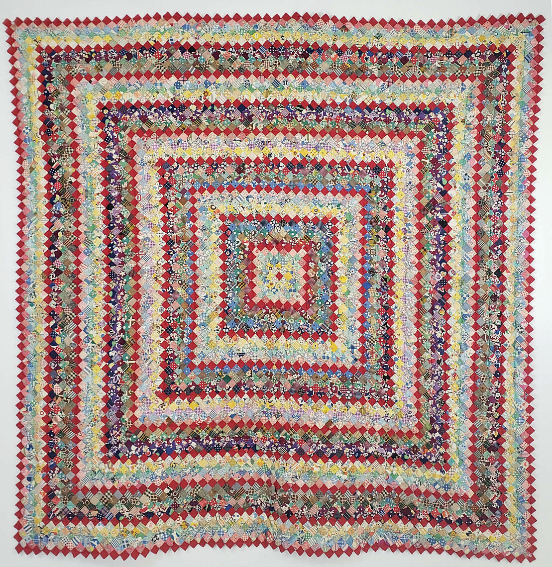 Vintage 1930s Trip Around the World Postage Stamp Quilt - Fine Multi ...