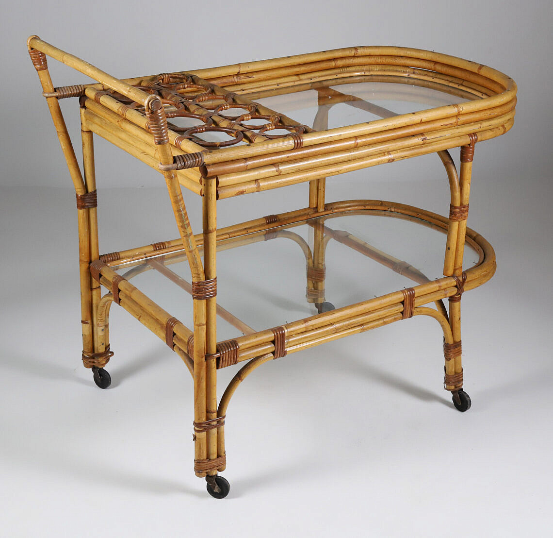 1940s Art Deco Bamboo and Rattan Bar Cart - 1940s Art Deco Bamboo and ...