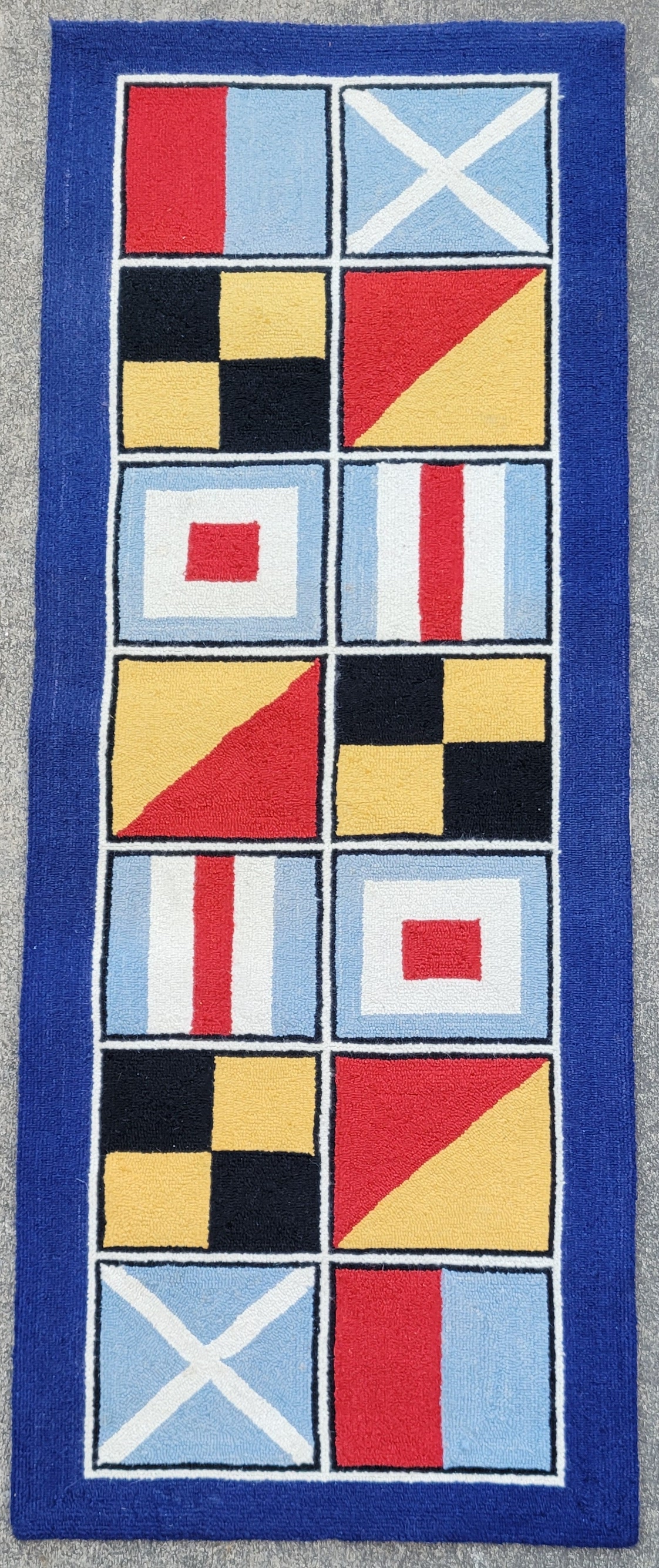 Nautical Signal Flag Wool Hooked Rug Runner - Nautical Signal Flag Wool ...
