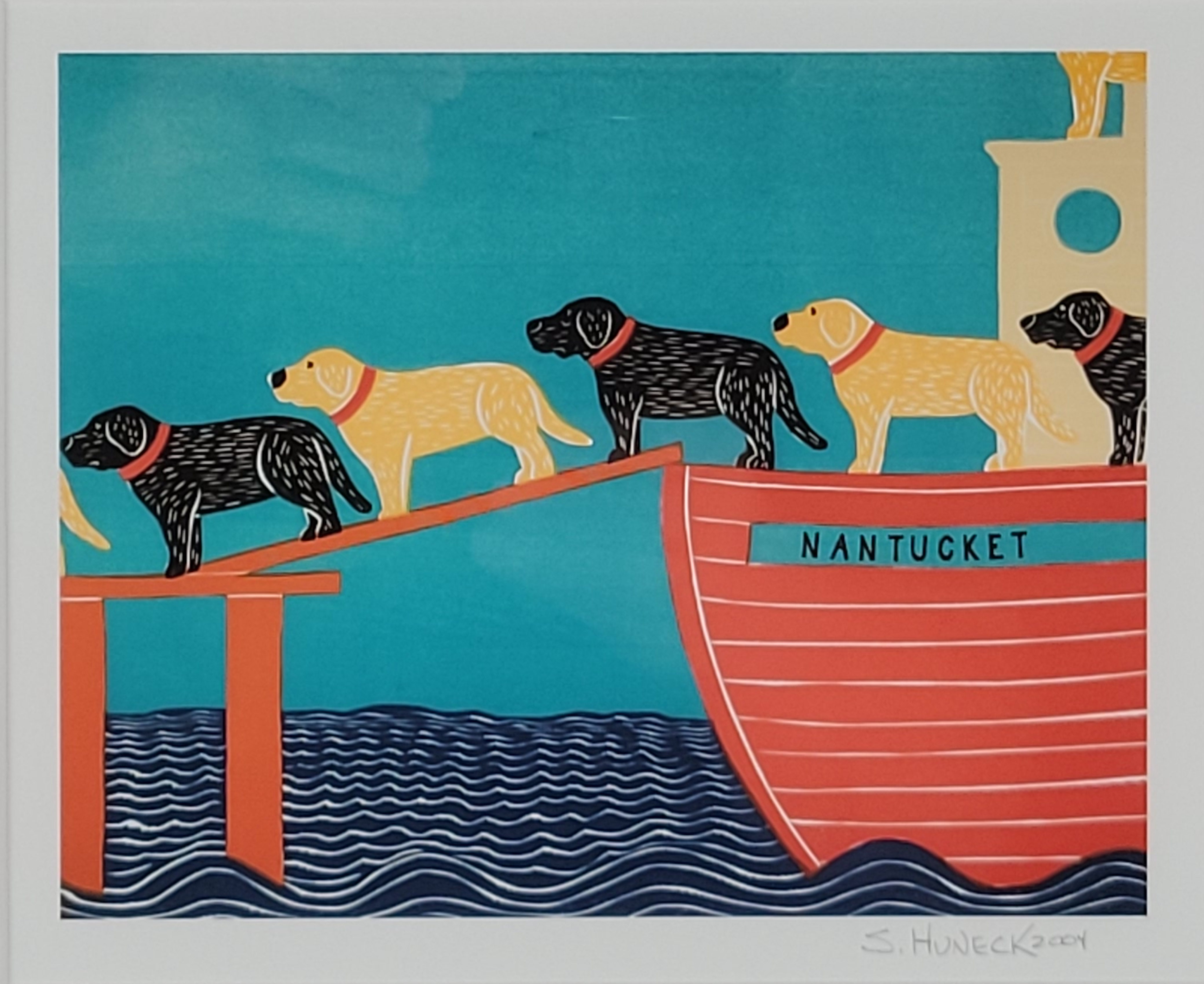 Vintage Signed Stephen Huneck Nantucket Ferry Lithograph - Vintage ...