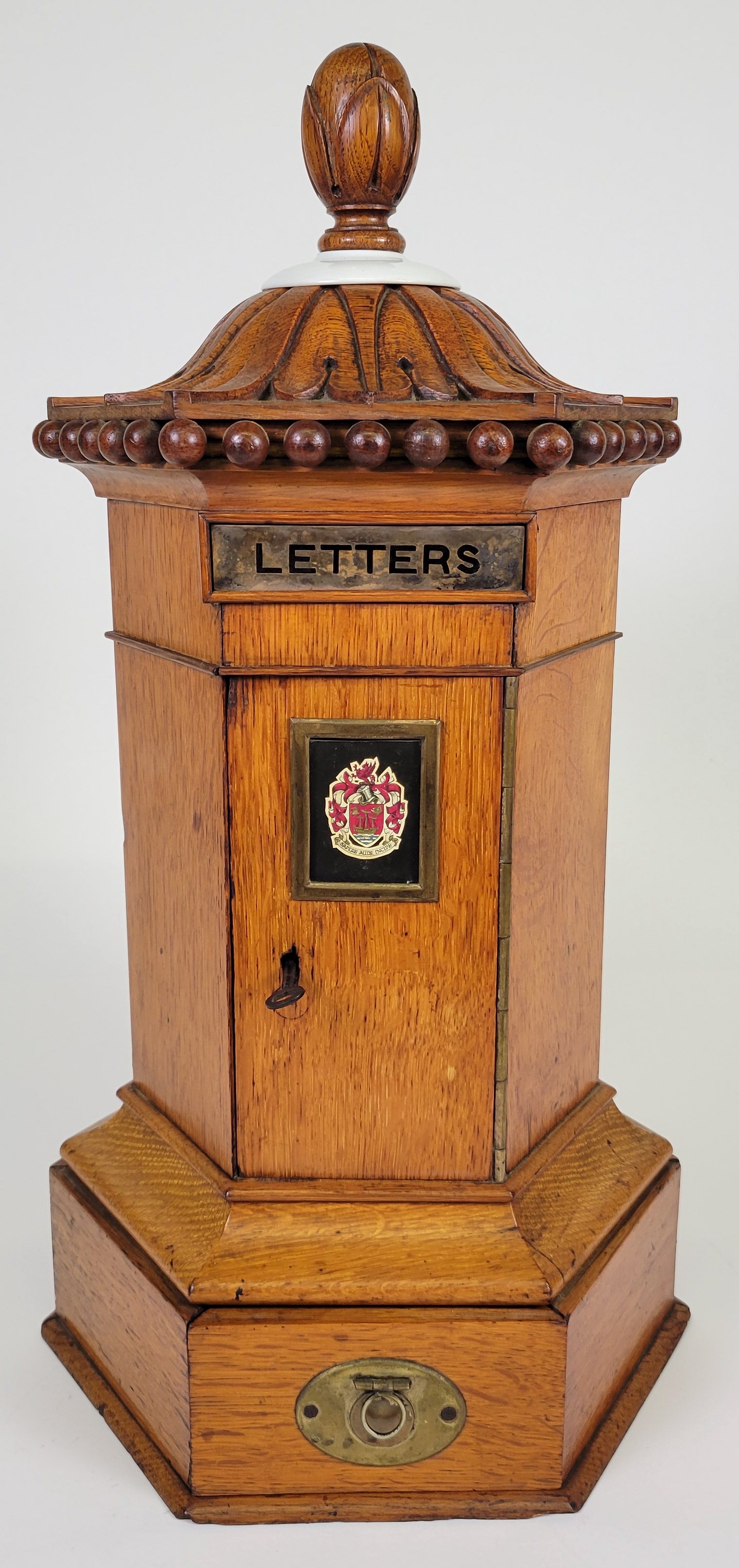 19th C. English Victorian Oak Paneled Table Top Post Letter Box - 19th ...