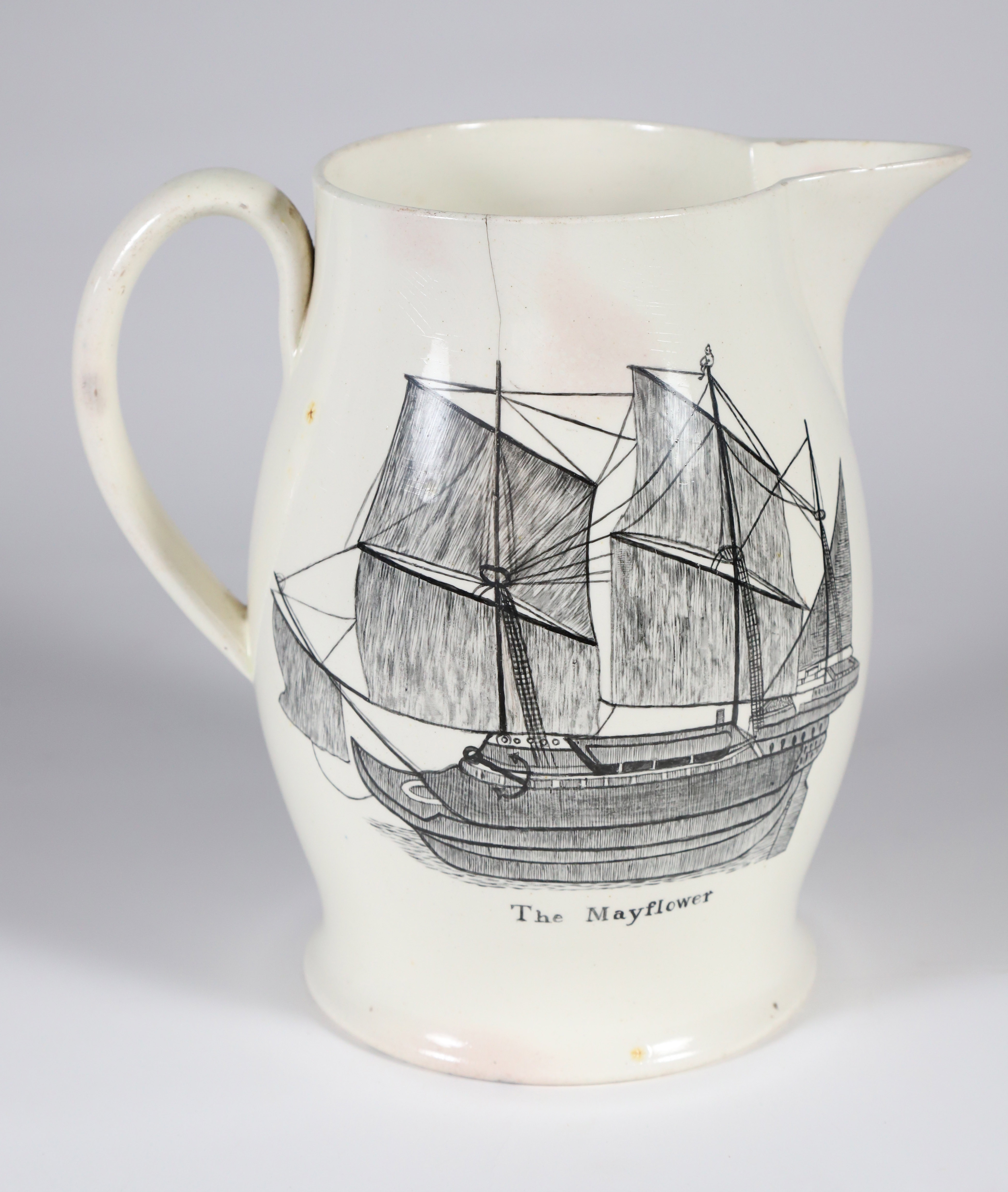 The Mayflower Pilgrims Landed 1620 Liverpool Pitcher Early 19th Century ...