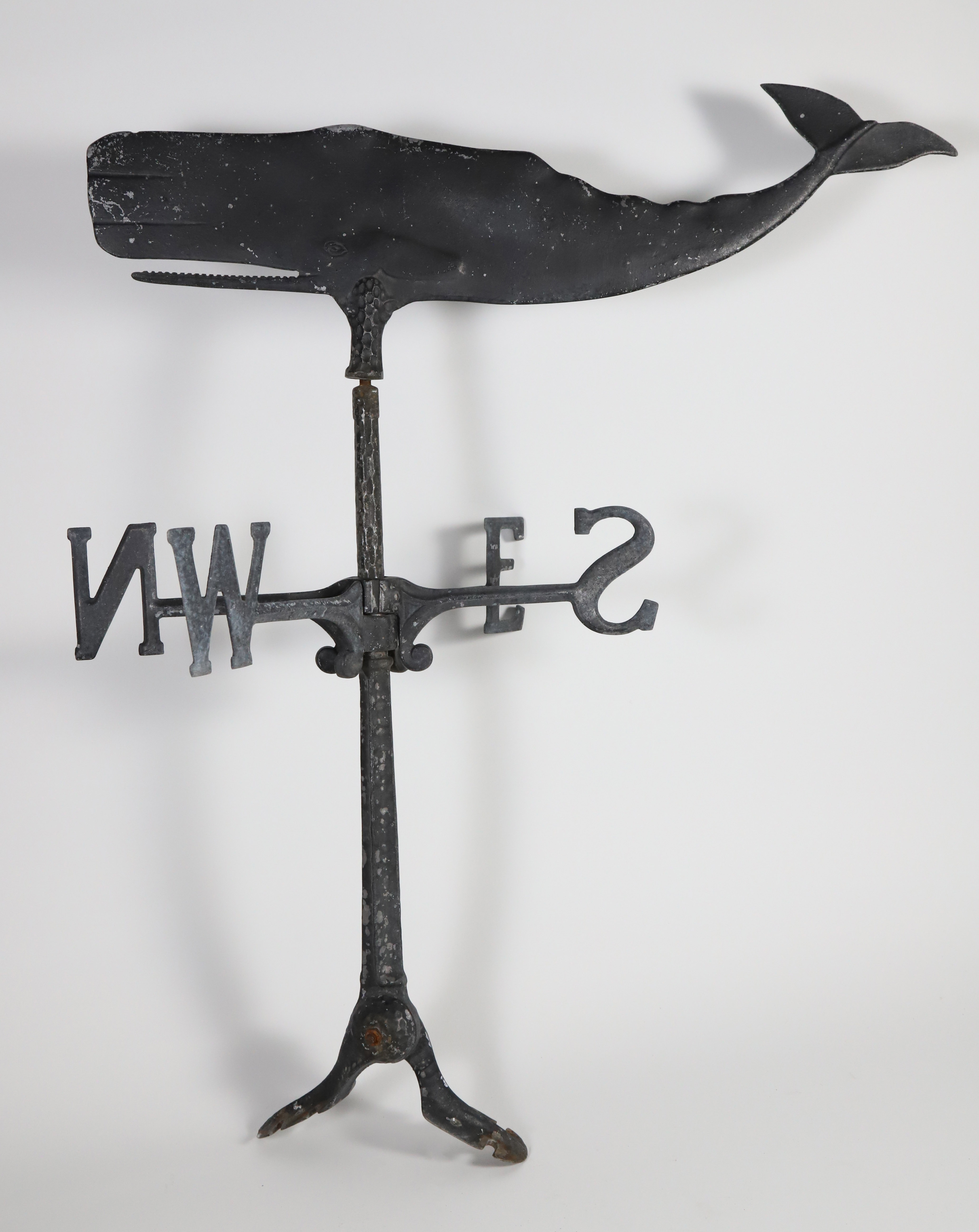 Vintage Painted Cast Metal Sperm Whale Weathervane with Stand and ...