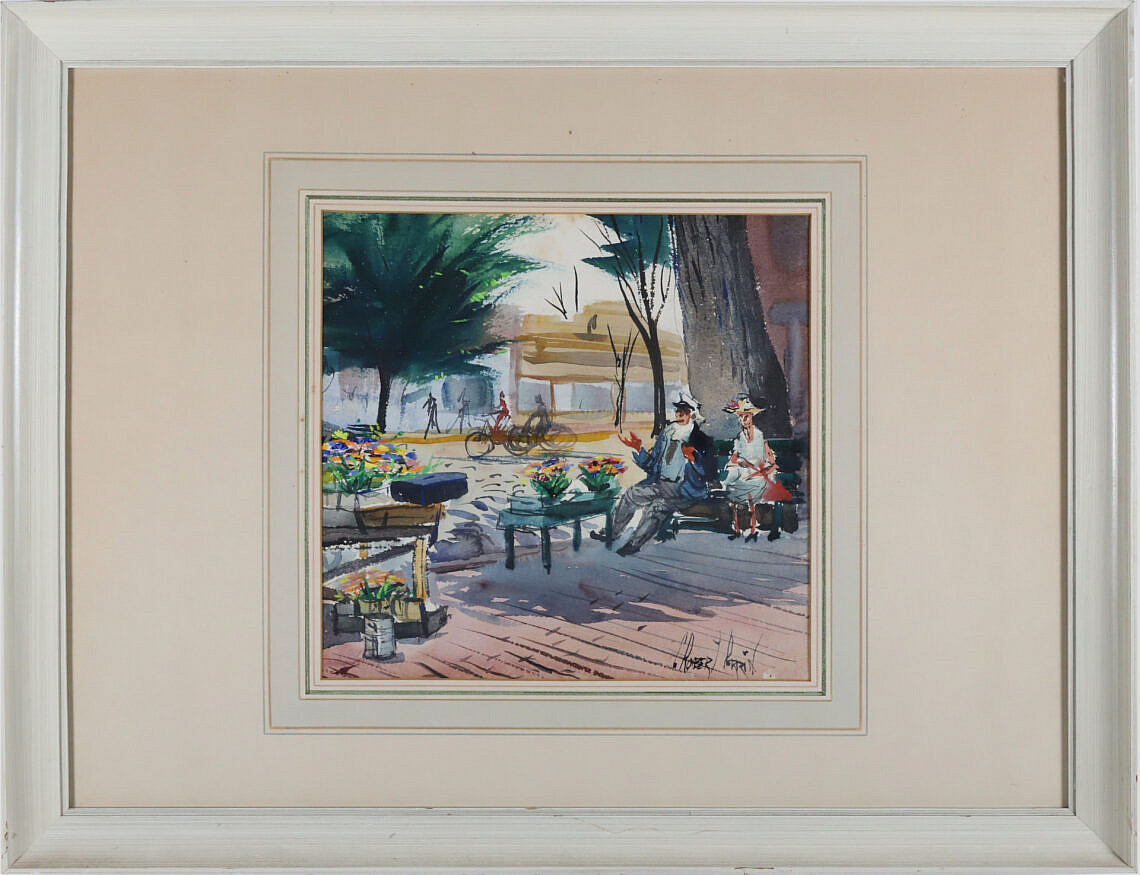 C. Robert Perrin Watercolor "Main Street Flower Stand" - C. Robert ...