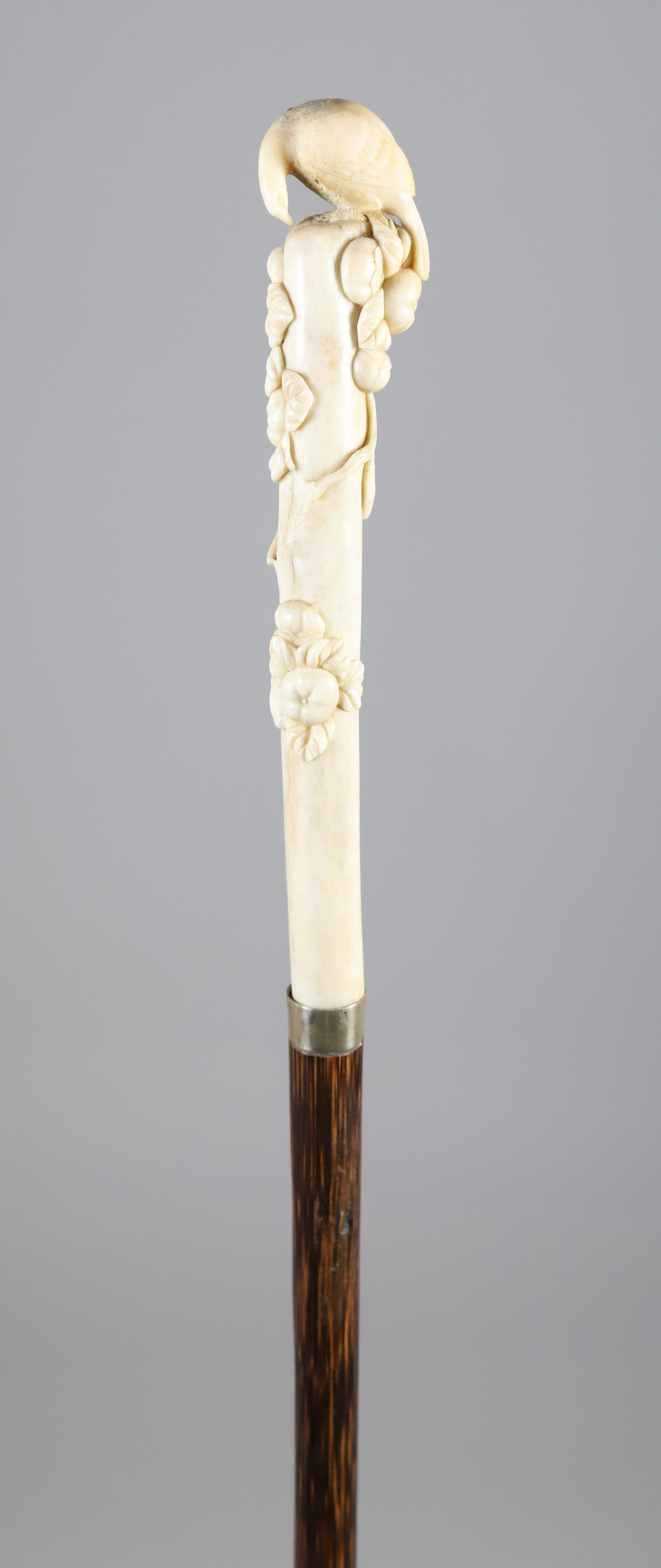 Chinese Carved Bone Walking Stick 19th century - Signed Chinese Carved ...