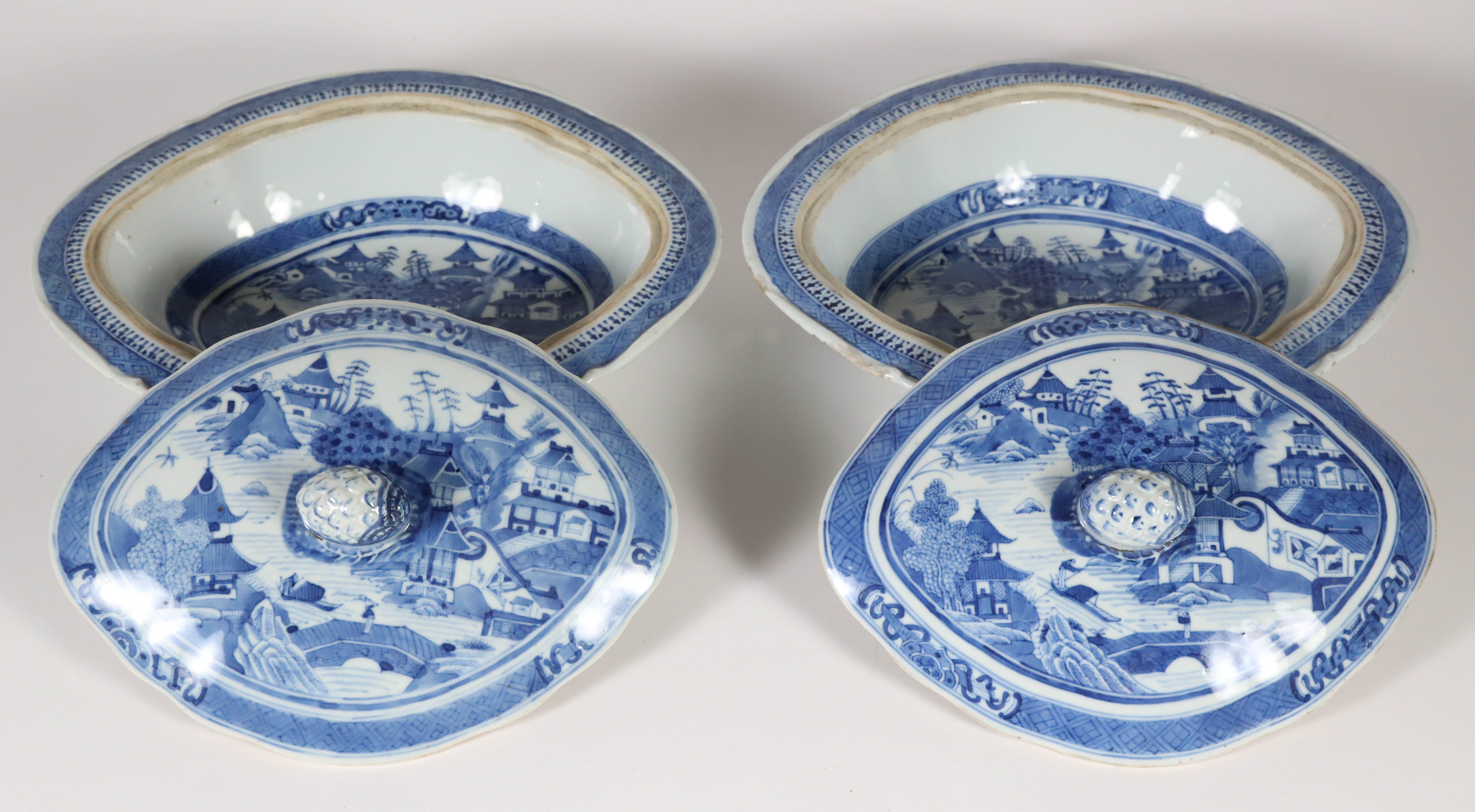 Pair of Canton Diamond Shaped Covered Vegetable Dishes 19th century ...