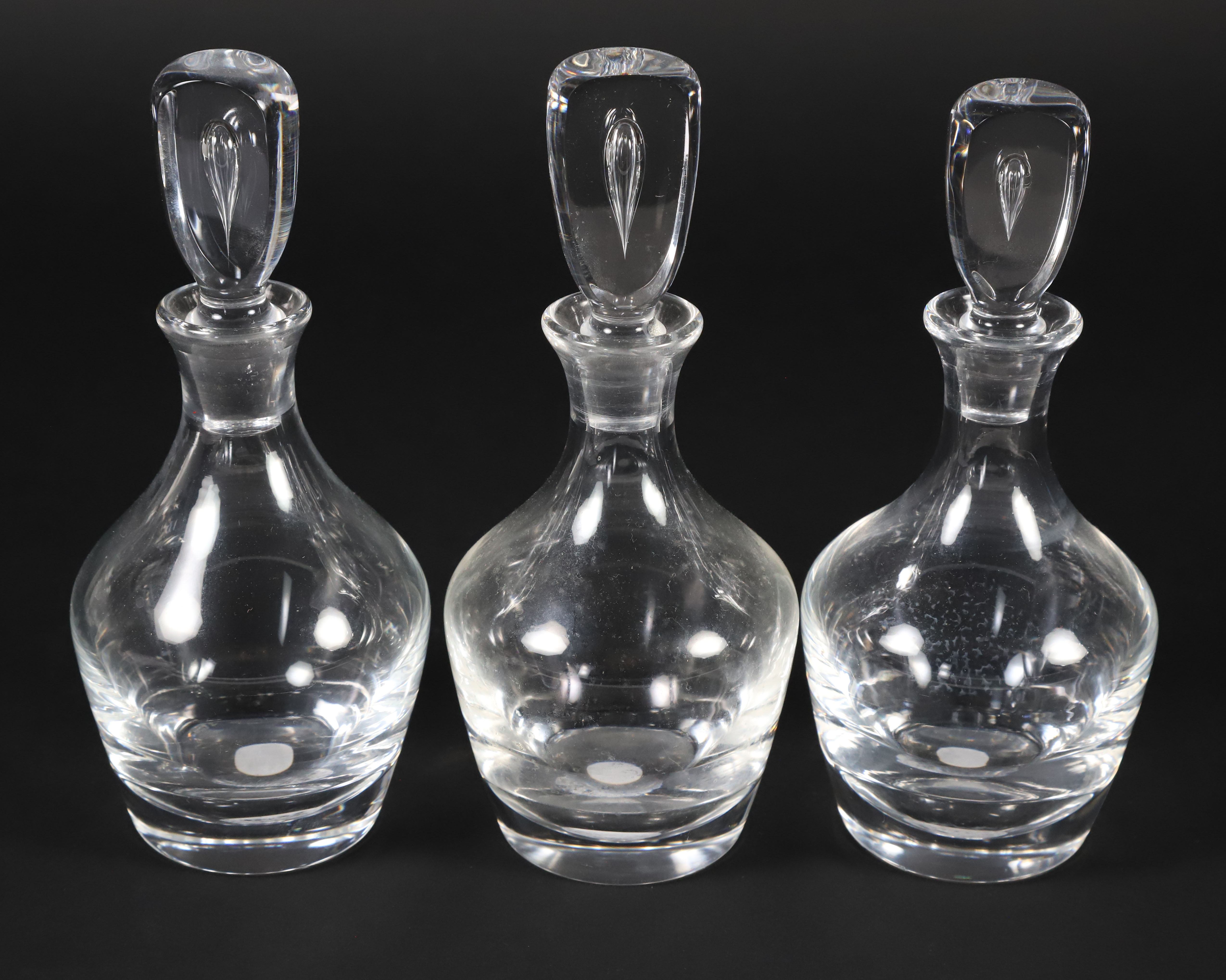 Three Signed Steuben Glass Decanters - Three Signed Steuben Glass ...