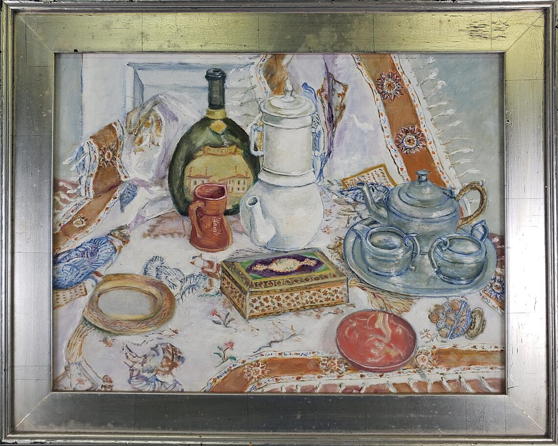 Still Life Oil Painting - Vintage Table Top Still Life Oil on Board ...