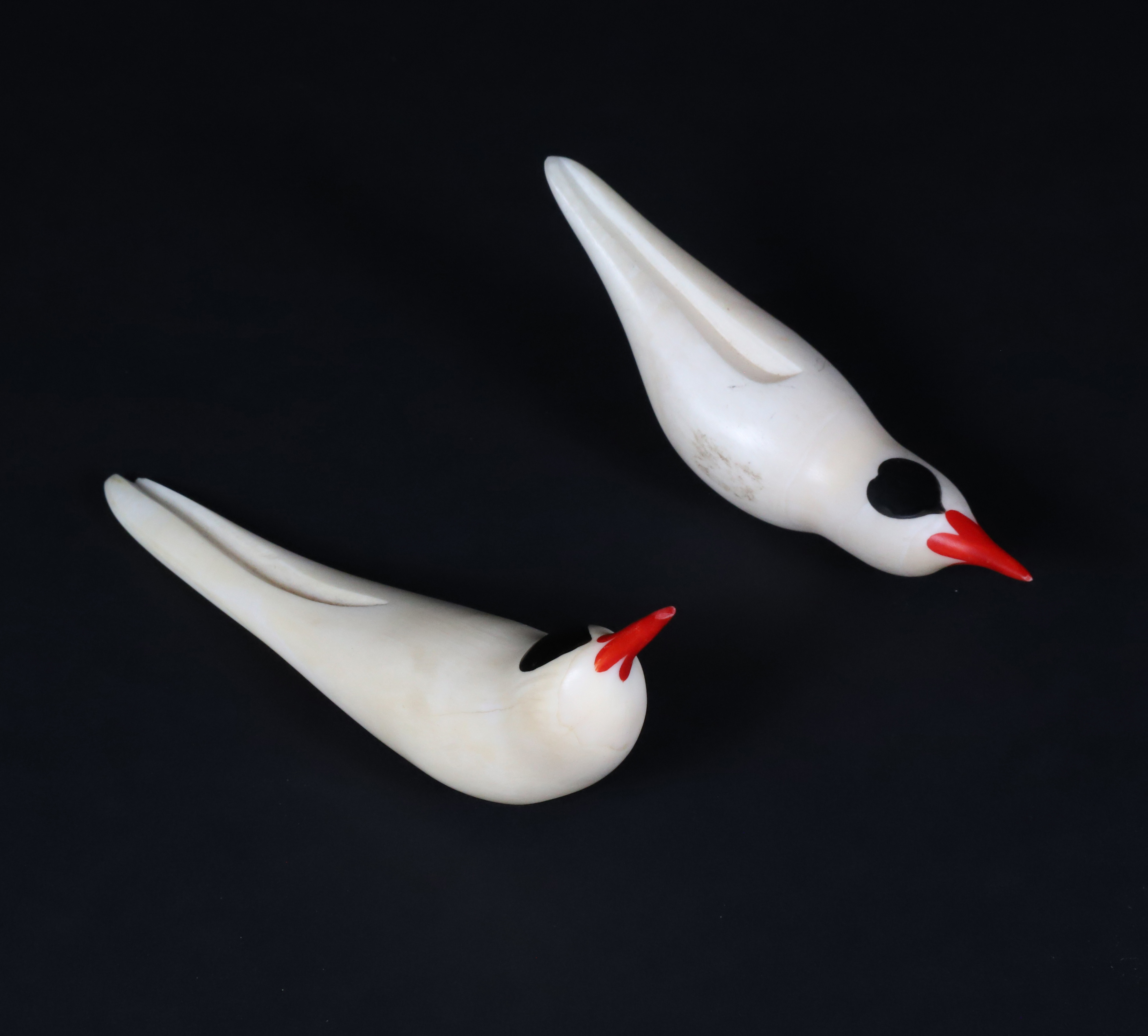 Two Vintage Carved and Polychrome Arctic Terns - Two Vintage Inuit ...