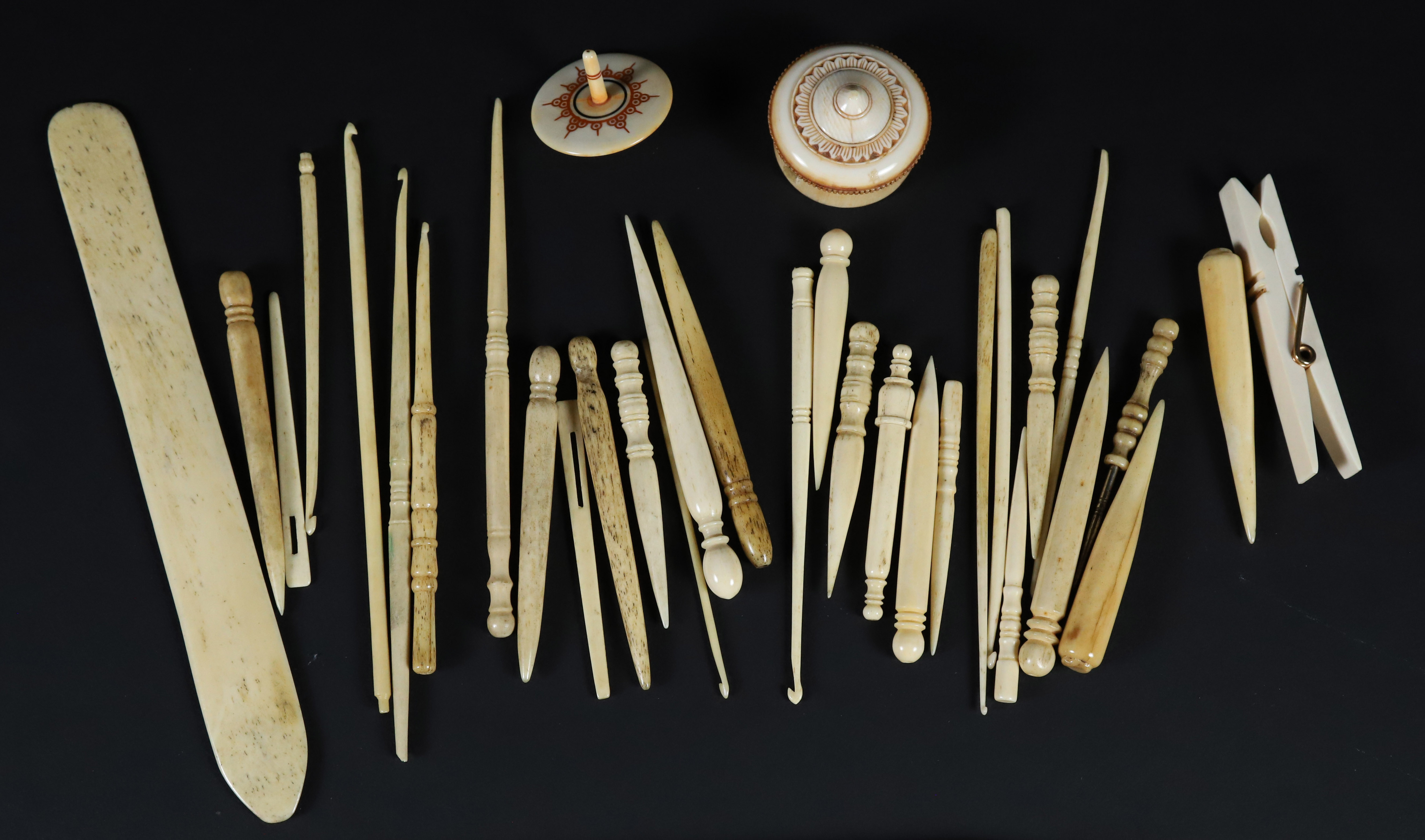 Lot of Antique Ivory and Bone Bodkins and Sewing Implements 19th ...