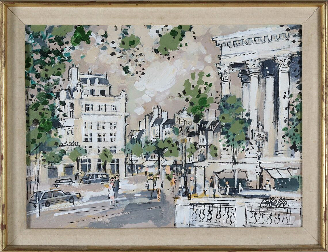 Charles Cobelle Oil on Canvas "Paris Metro Stop" - Charles Cobelle Oil ...