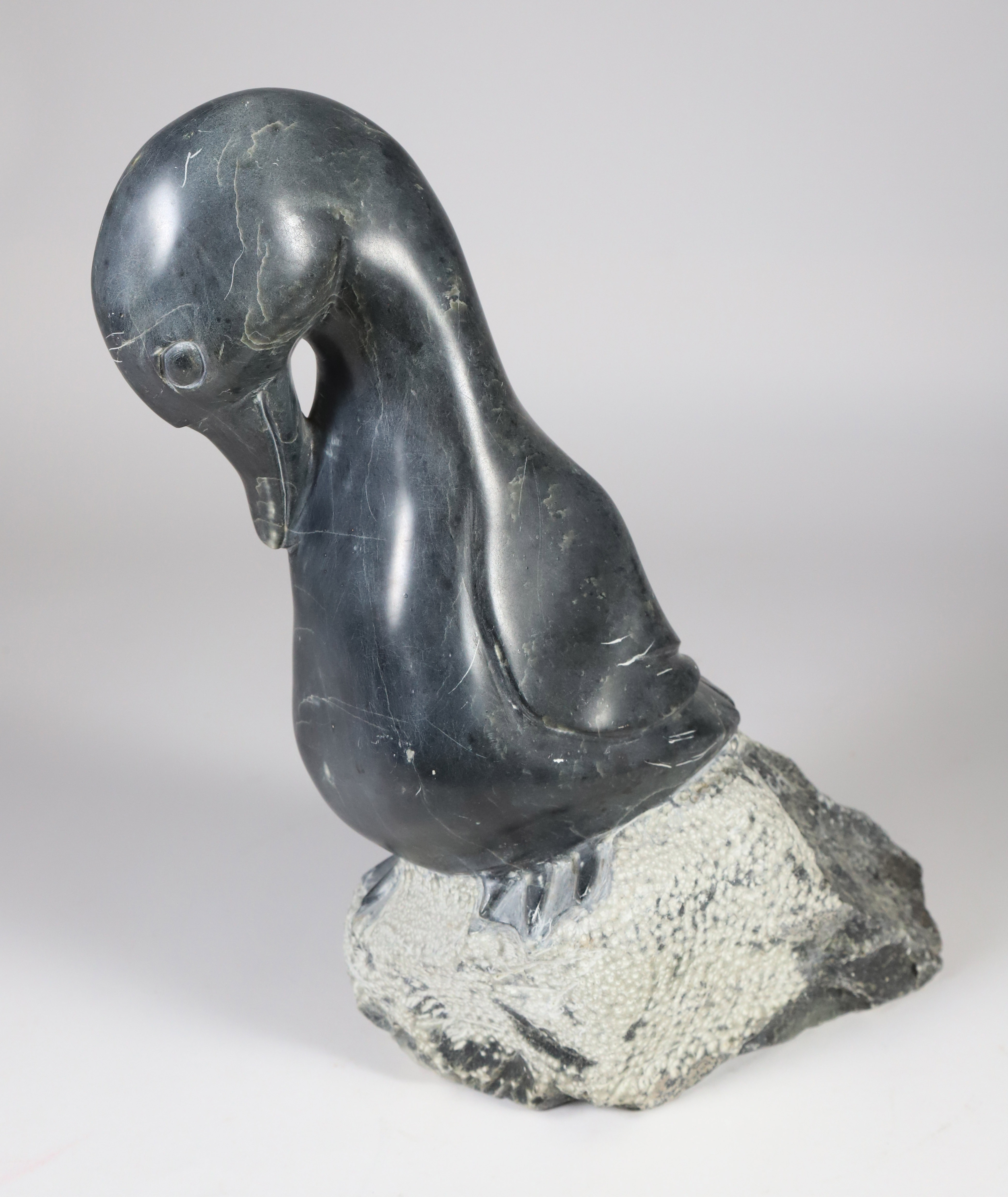 R. Holch Contemporary Carved and Polished Stone Duck Sculpture - R ...