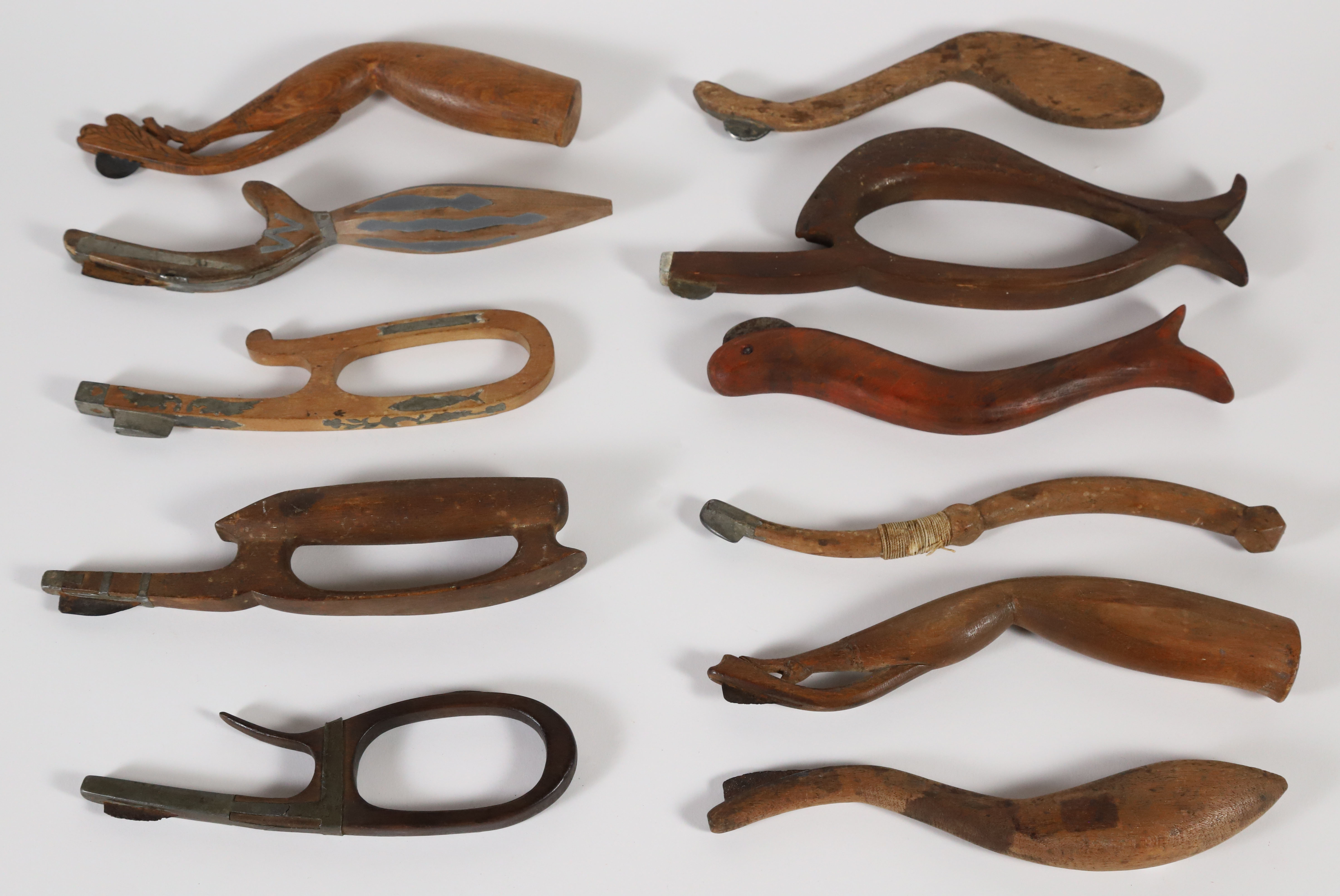 Assortment of Eleven Carved Wooden Fish Gutters 19th century ...