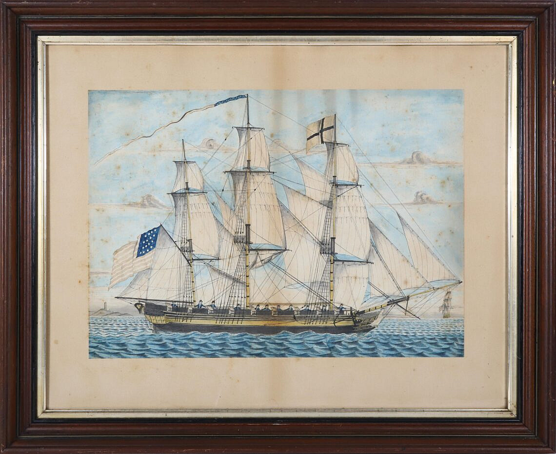Watercolor Portrait of the Ship Maryland, Captain Obed Ray, Master ...