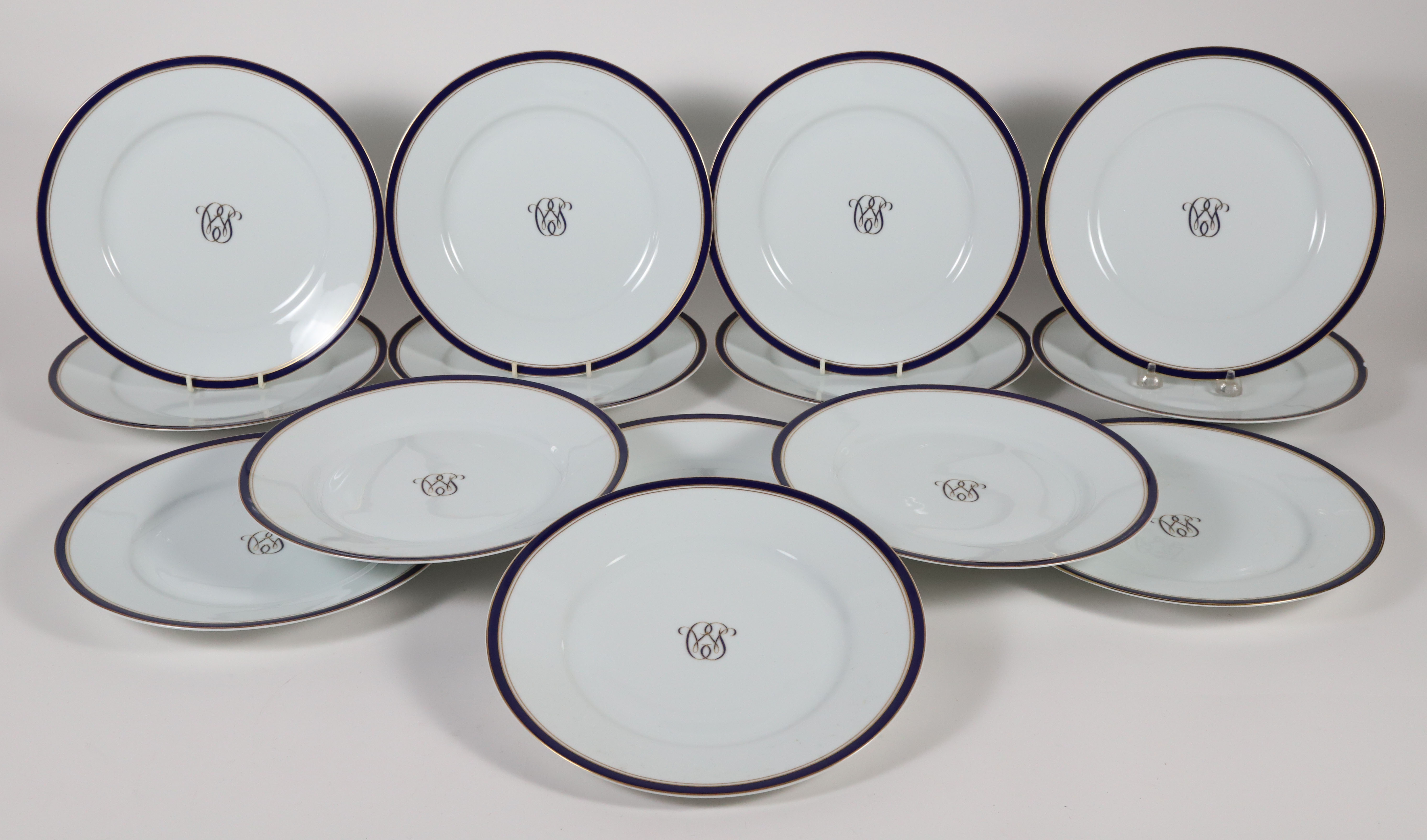 Set of Fourteen Limoges Cobalt Band Dinner Plates - Set of Fourteen ...