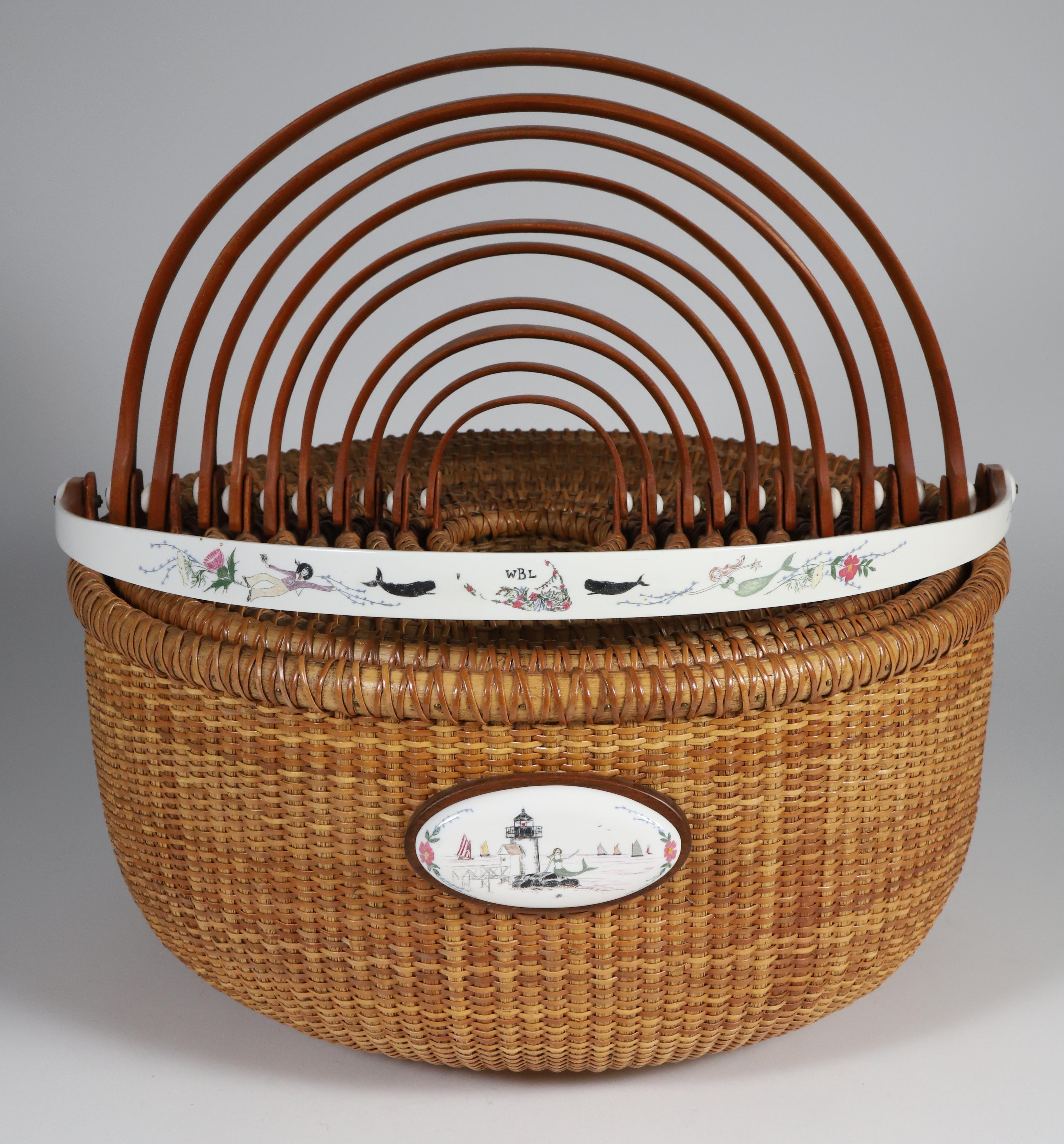 Nest of Eleven Contemporary Nantucket Round Open Swing Handle Baskets ...