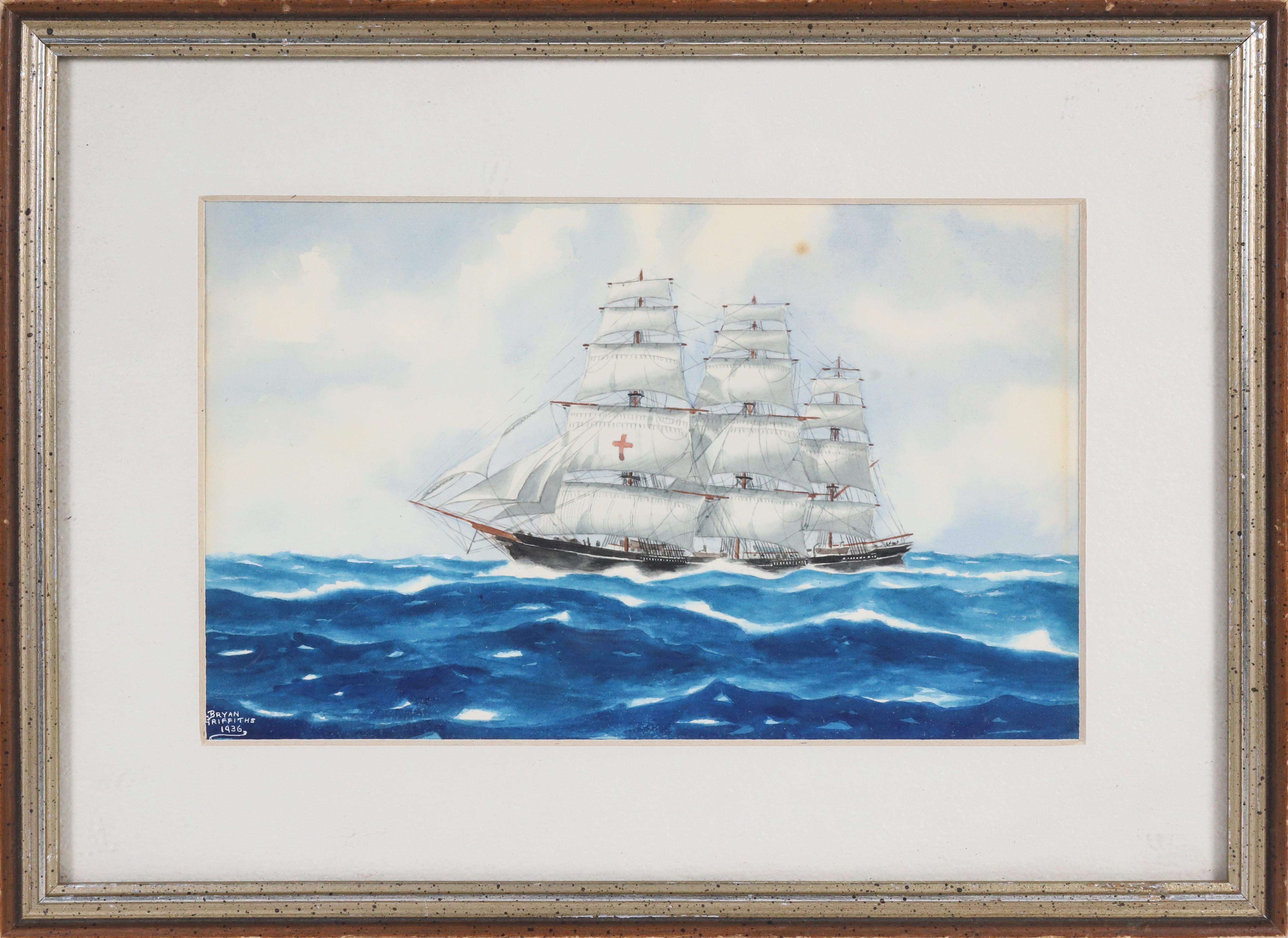 Bryan Griffiths Watercolor "Portrait of the Red Cross Clipper" circa ...