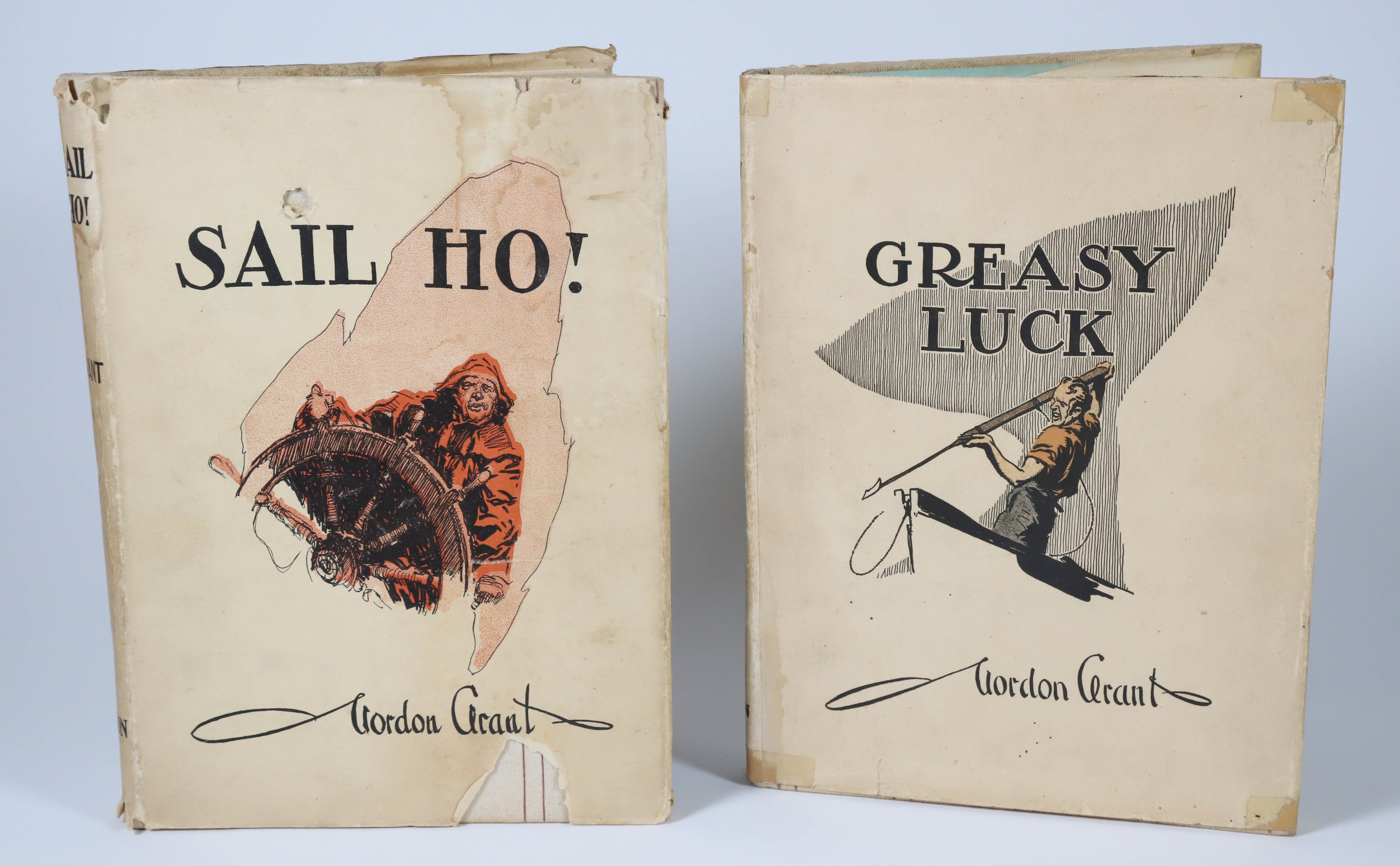 Two Gordon Grant Illustrated Books "Sail Ho" and "Greasy Luck" - Two ...