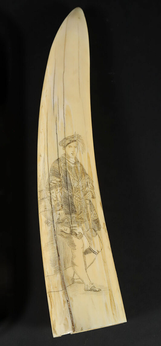 Scrimshawed Antique Walrus Tusk 19th Century - Scrimshawed Antique ...