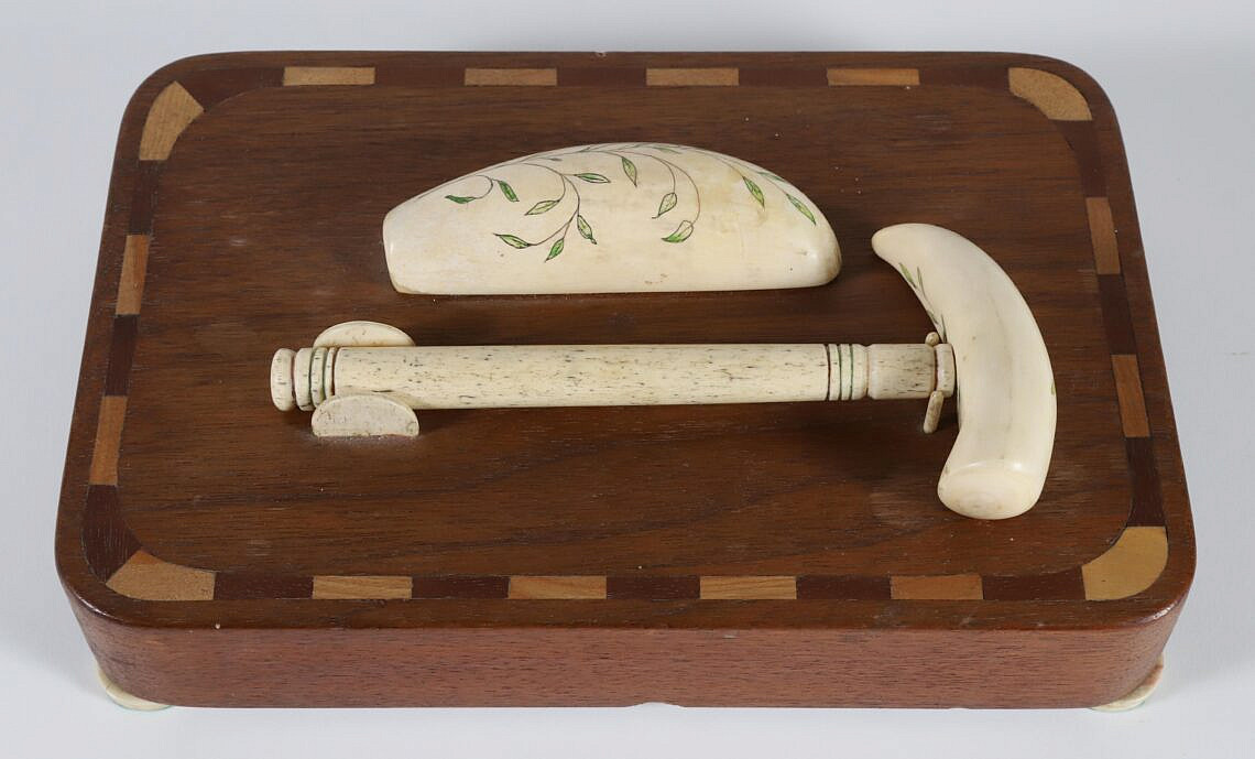 Antique Scrimshaw Half Tooth and Hammer Display 19th Century - Antique ...