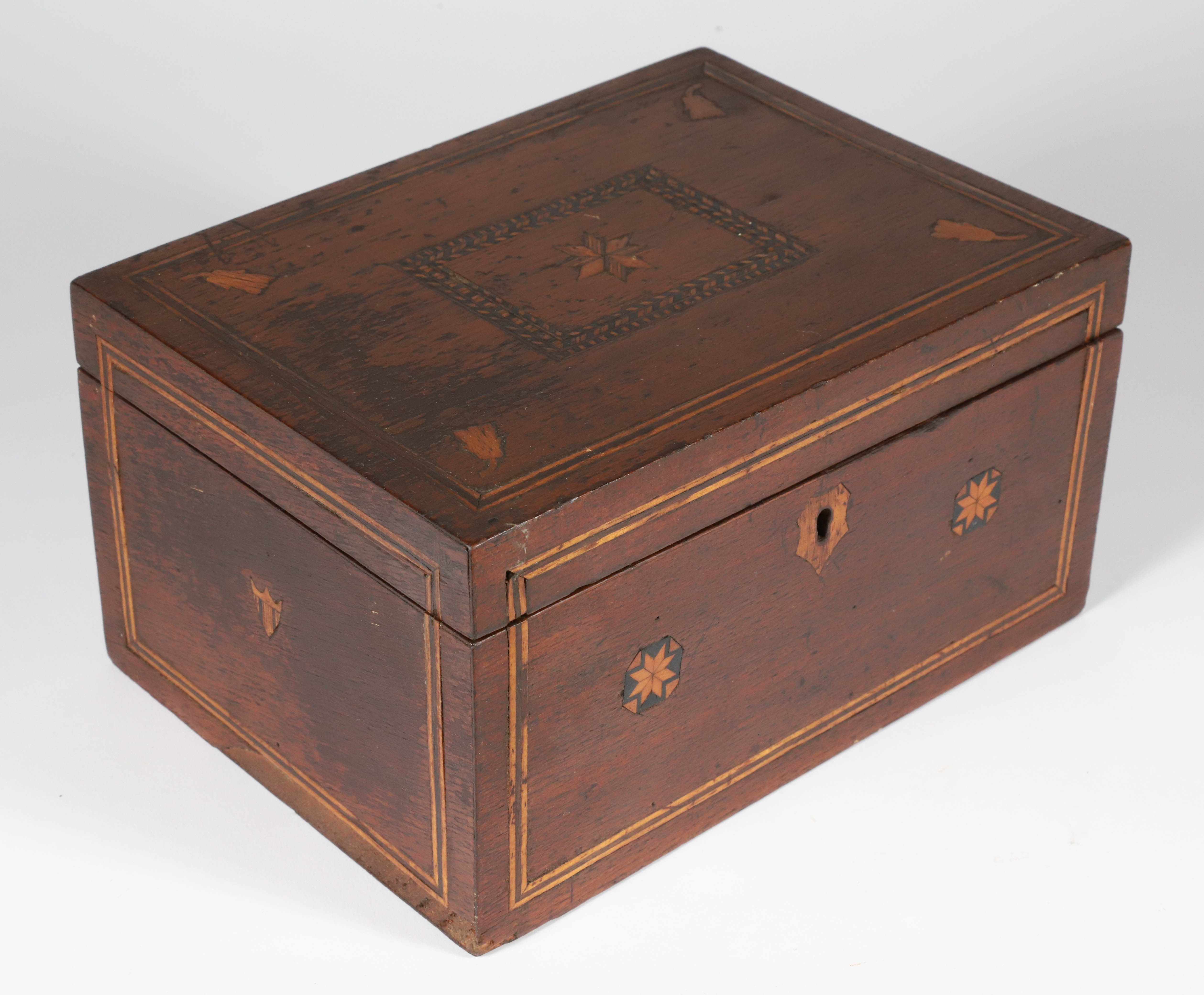 Multi-wood Inlaid Trinket Box 19th Century - Multi-wood Inlaid Trinket ...