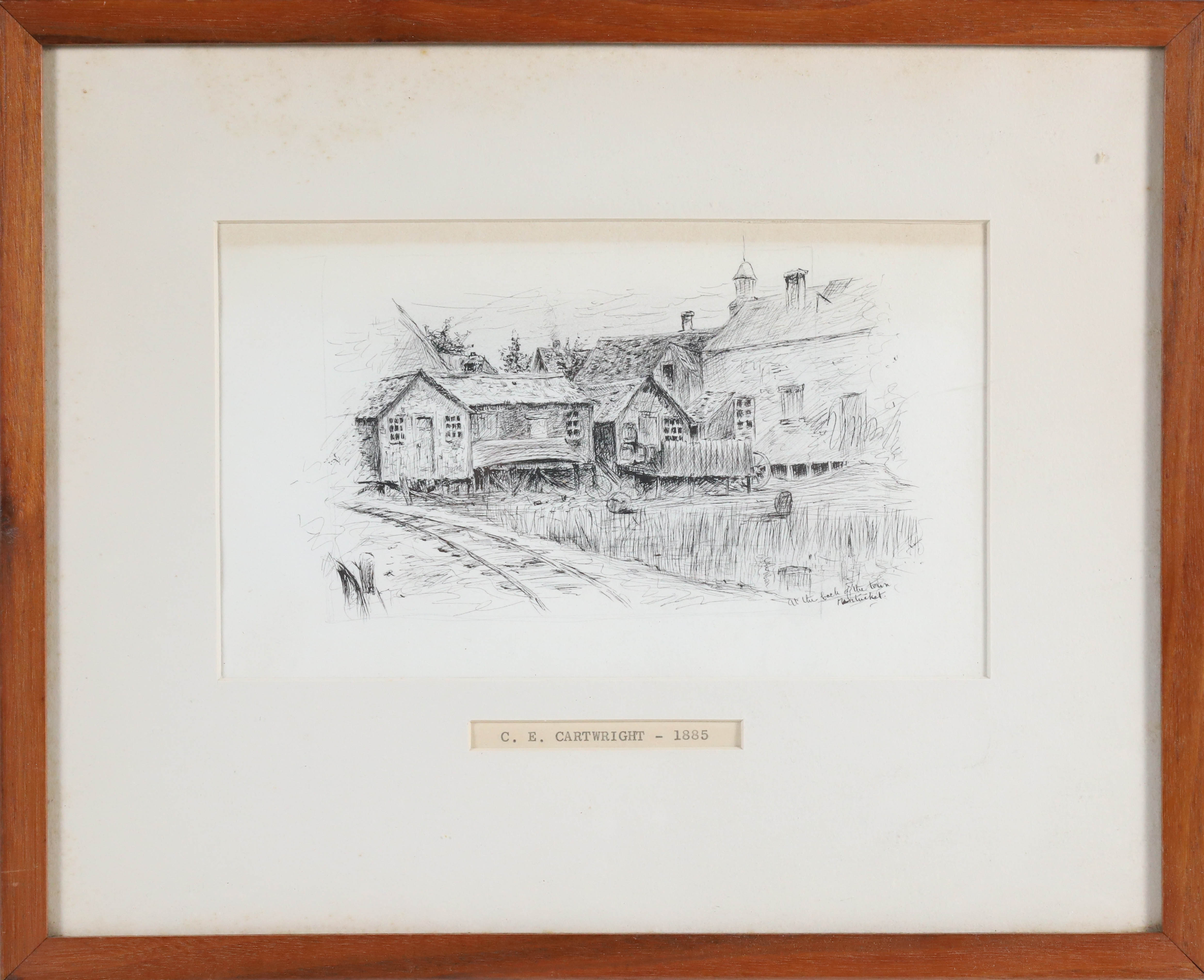 C.E. Cartwright Pencil Drawing "At the Back of the Town Nantucket ...