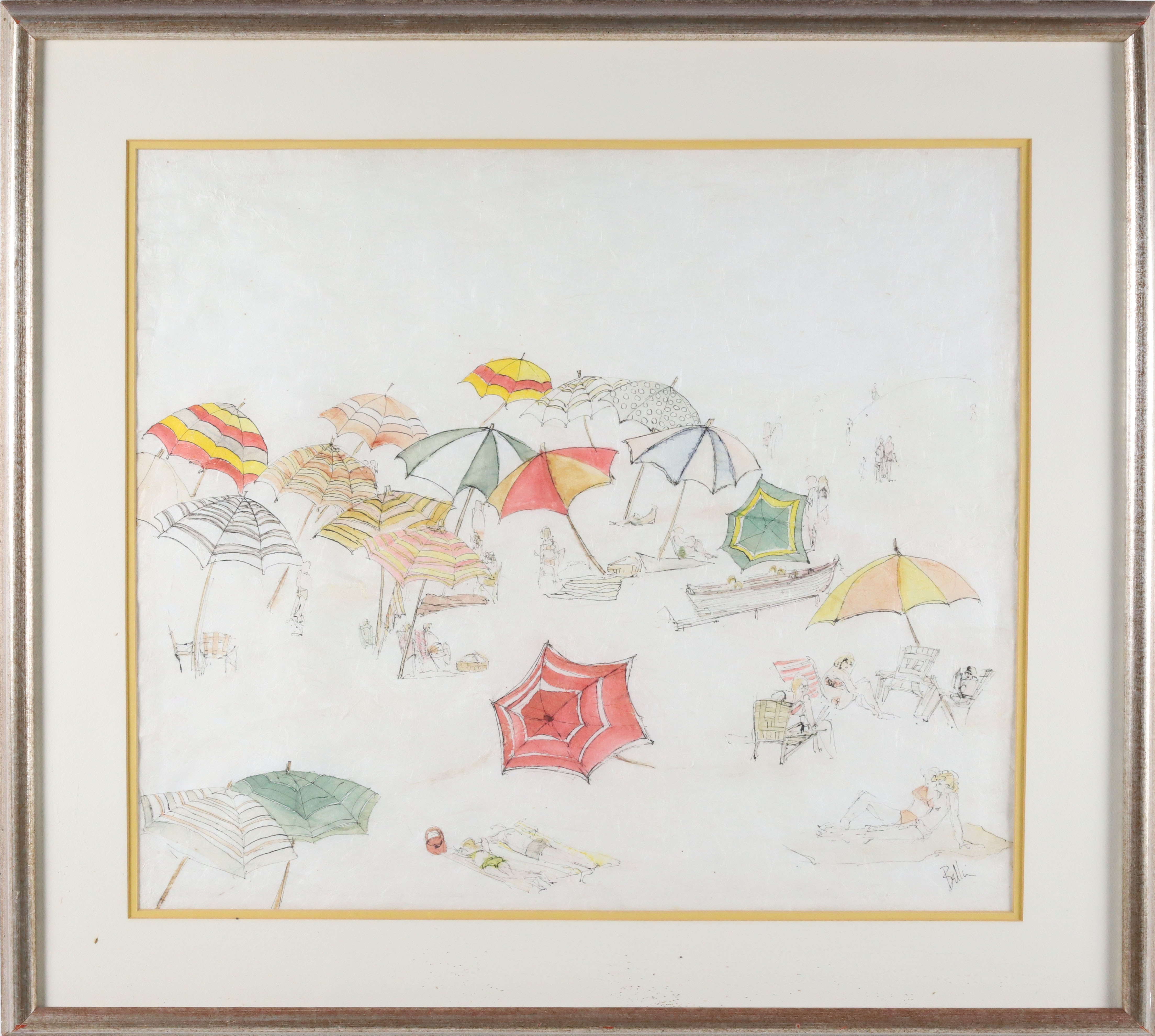 Watercolor on Rice Paper Beach Scene - Watercolor on Rice Paper Beach ...