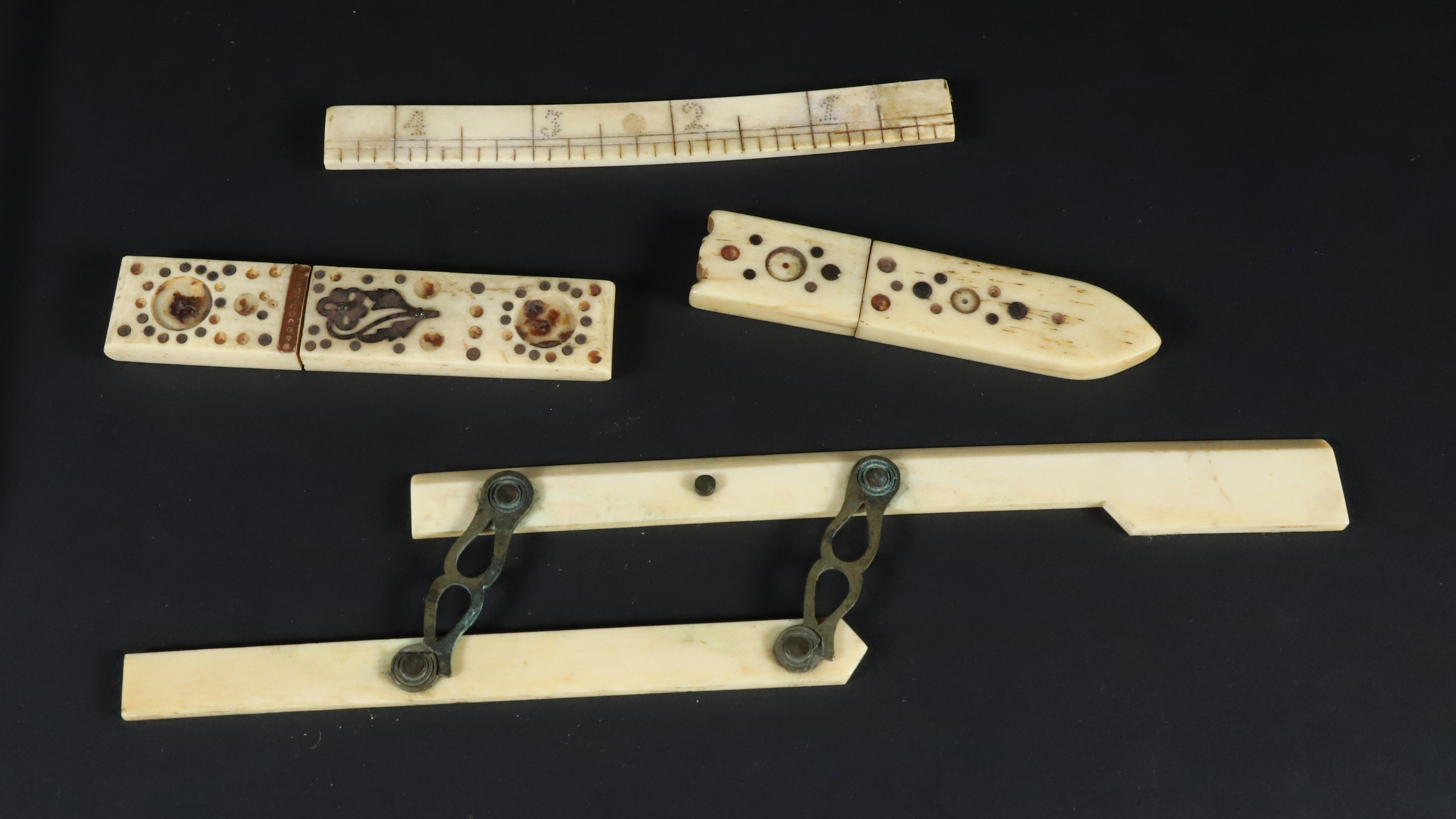 Collection of Four Whaleman Whale Bone and Antique Whale Ivory ...